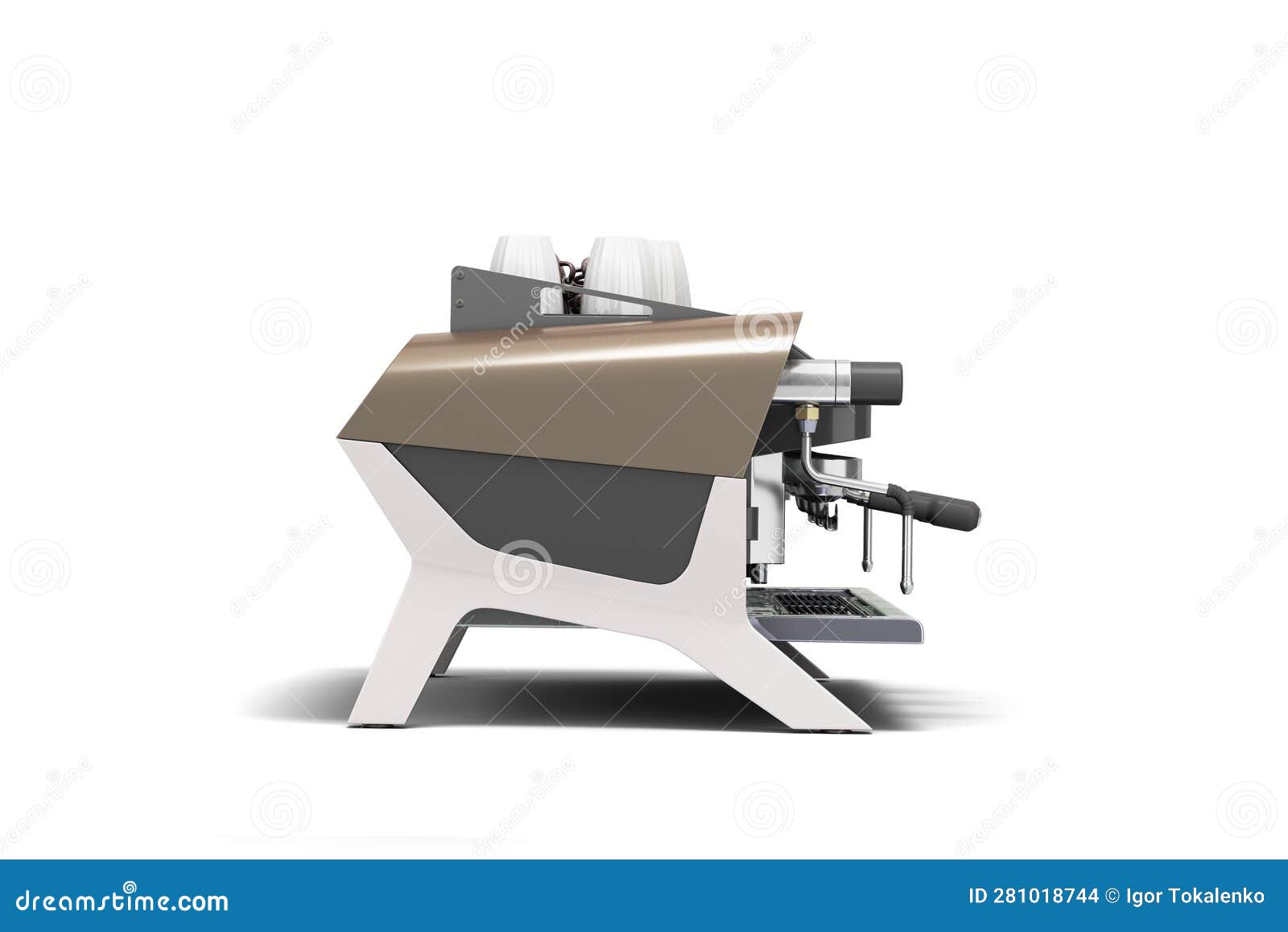 New Professional Coffee Machine Right View 3d Render on White Stock ...