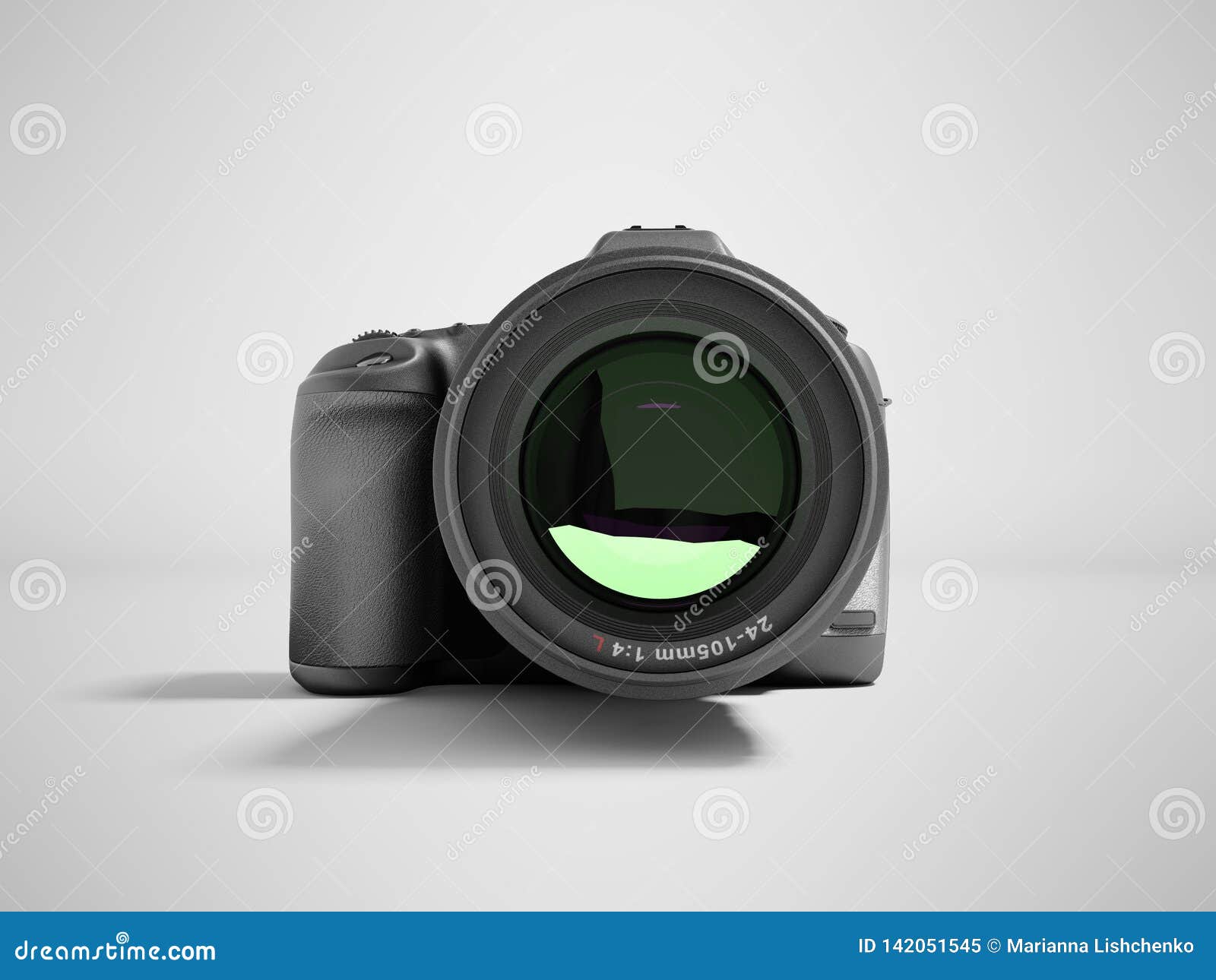 New Professional Zoom Camera Front View 3d Render on Gray Background ...