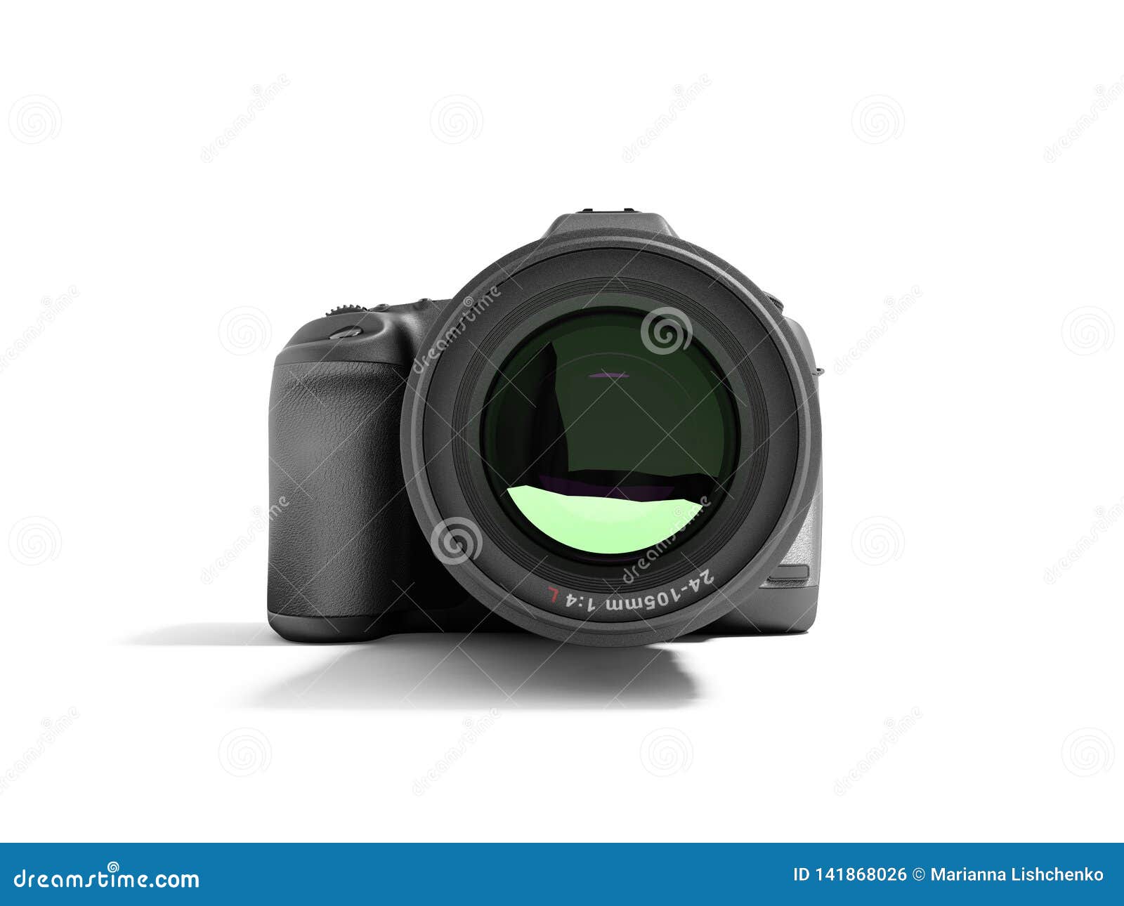 New Professional Zoom Camera Front View 3d Render on White Background ...