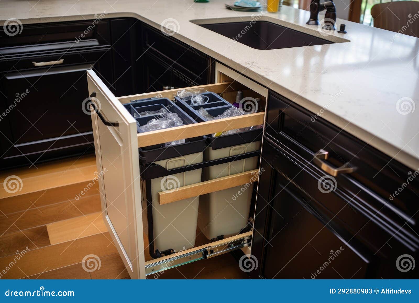 New Pull-out Trash System Under Kitchen Sink Stock Image - Image of ...