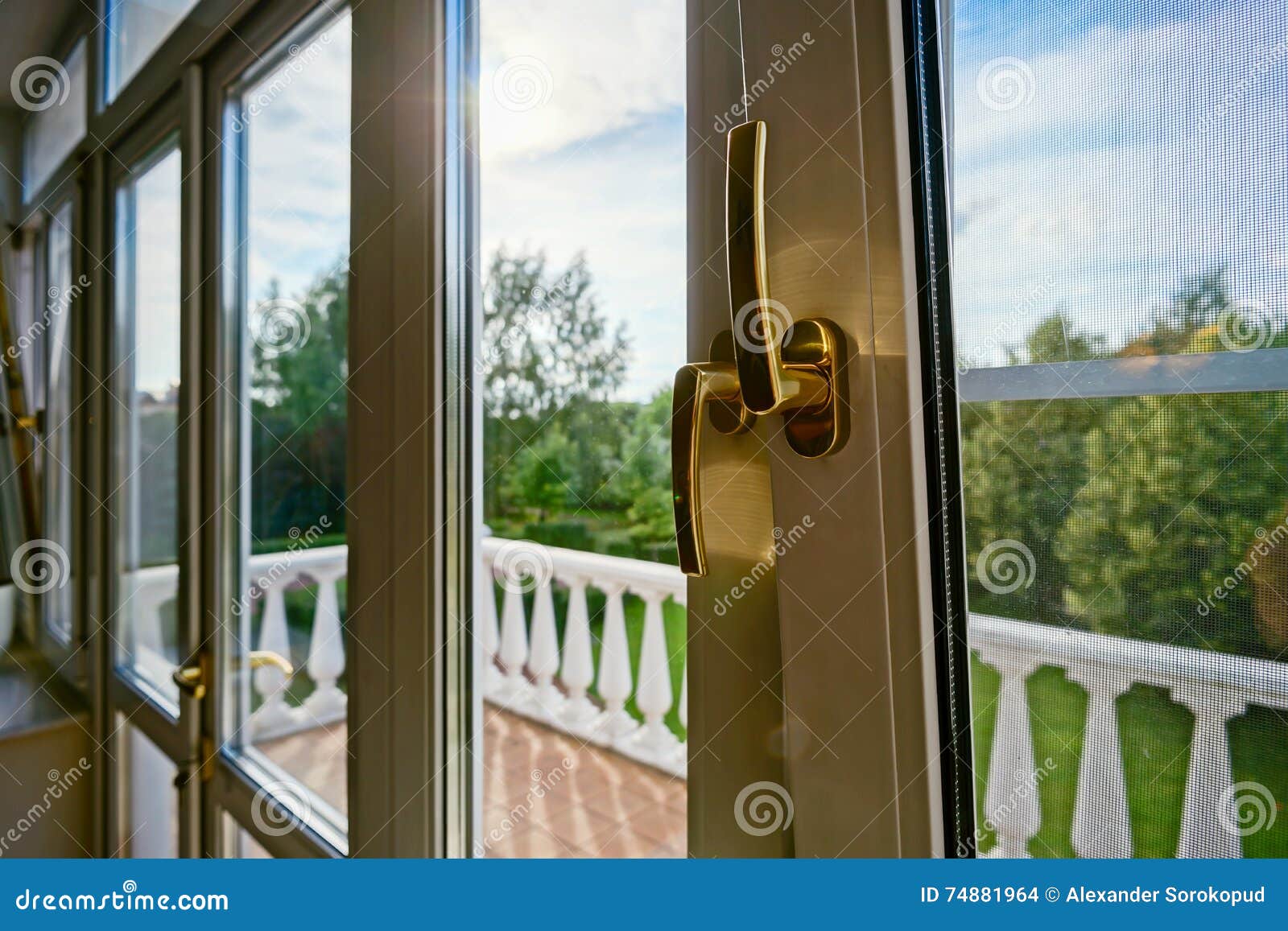 New Pvc Windows in Old-styled Interior Stock Photo - Image of profile ...