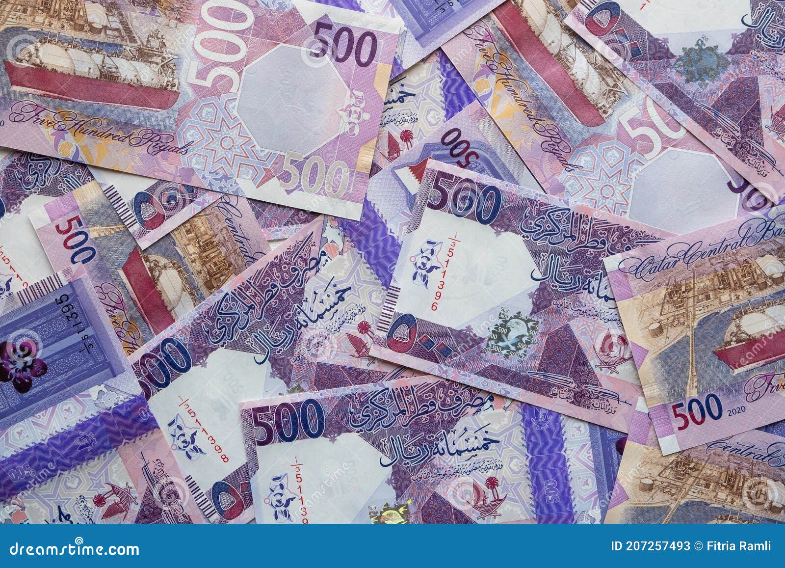 Top View of New 500 Qatari Riyal Banknotes Stock Image - Image of ...