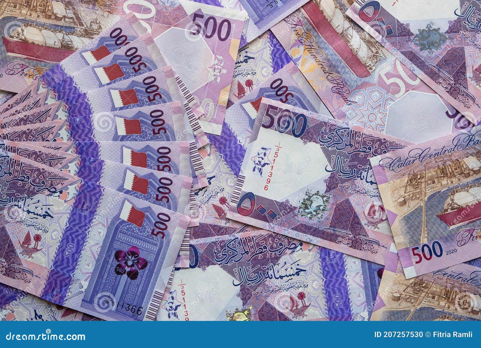 Top View of New 500 Qatari Riyal Banknotes Stock Photo - Image of ...