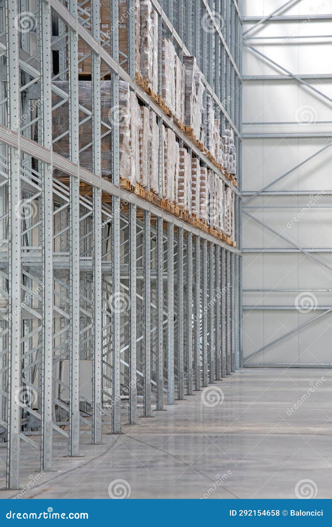 New Racks Warehouse Aisle stock photo. Image of metal - 292154658