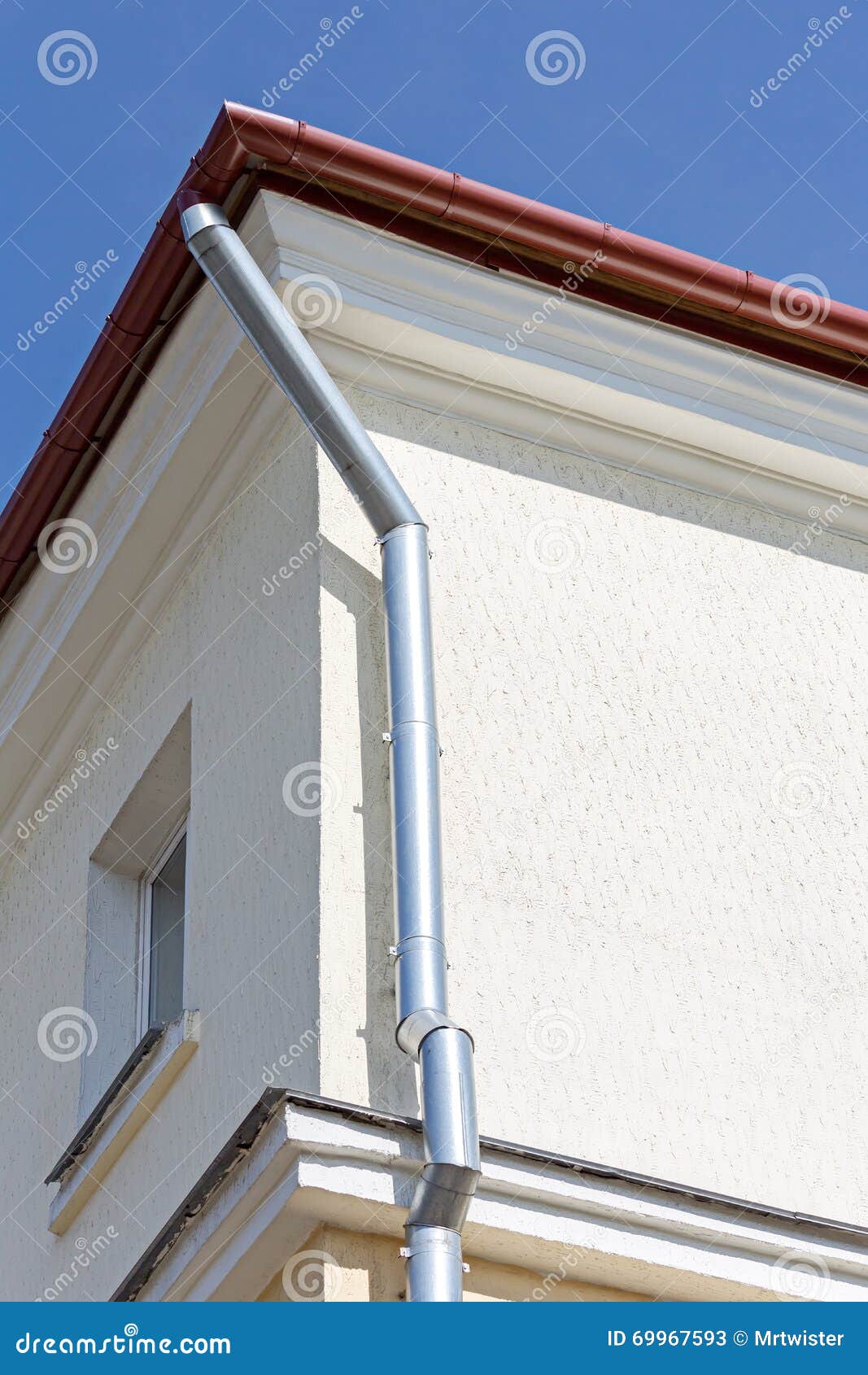 New Rain Gutter and Downspout Stock Image - Image of outdoor, roofing ...