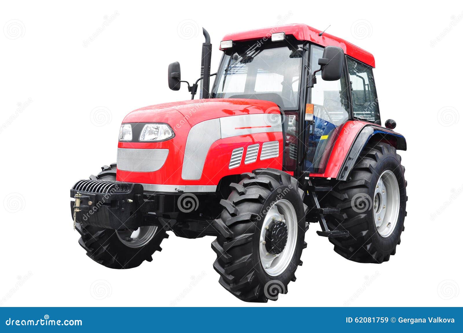 New Red Agricultural Tractor Isolated Over White Background. Wit Stock ...
