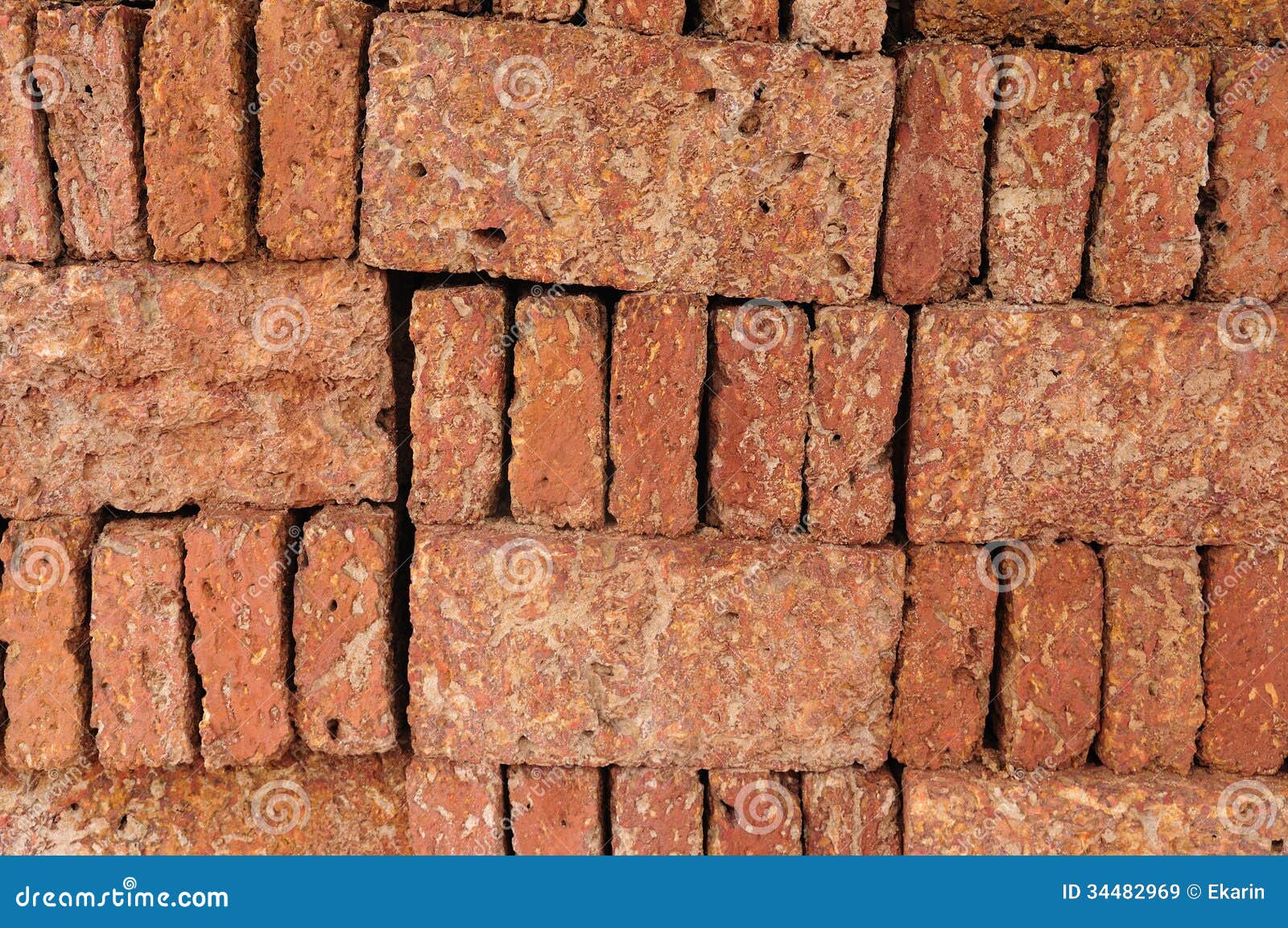 New Red Brick Pile Prepare for Construction. Stock Image - Image of ...