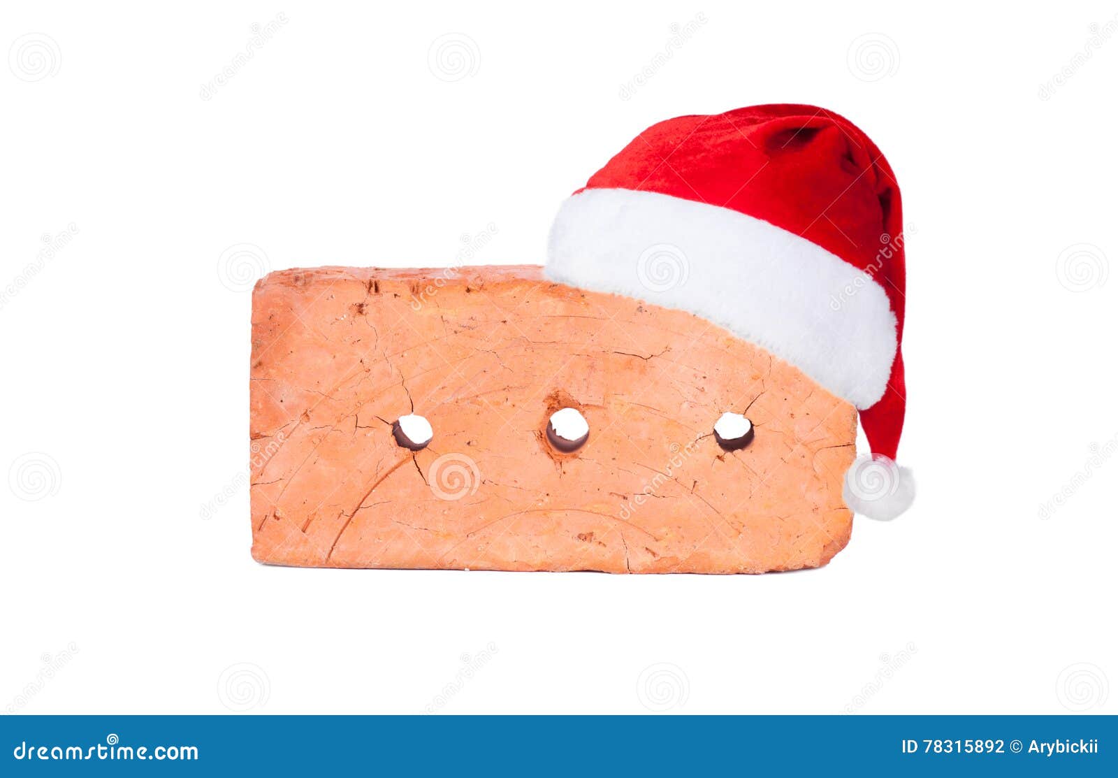 New red brick in santa hat stock photo. Image of block - 78315892