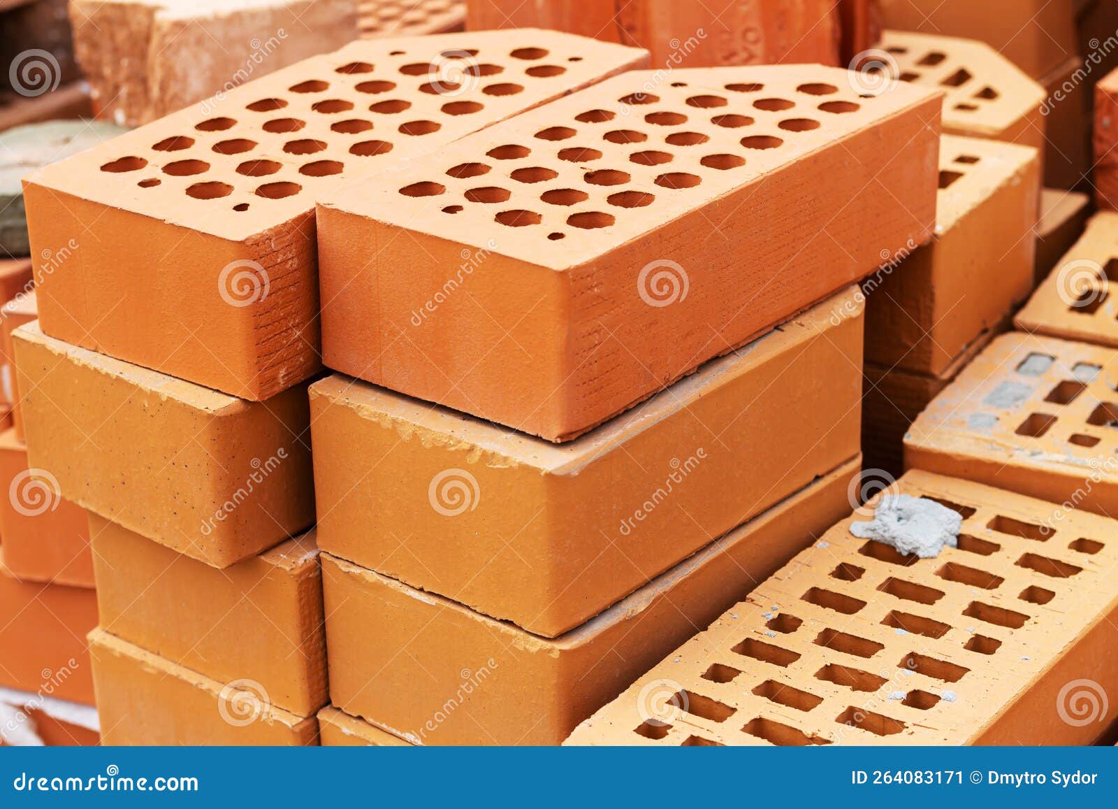 New Red Clay Bricks for Building Construction Stock Image - Image of ...