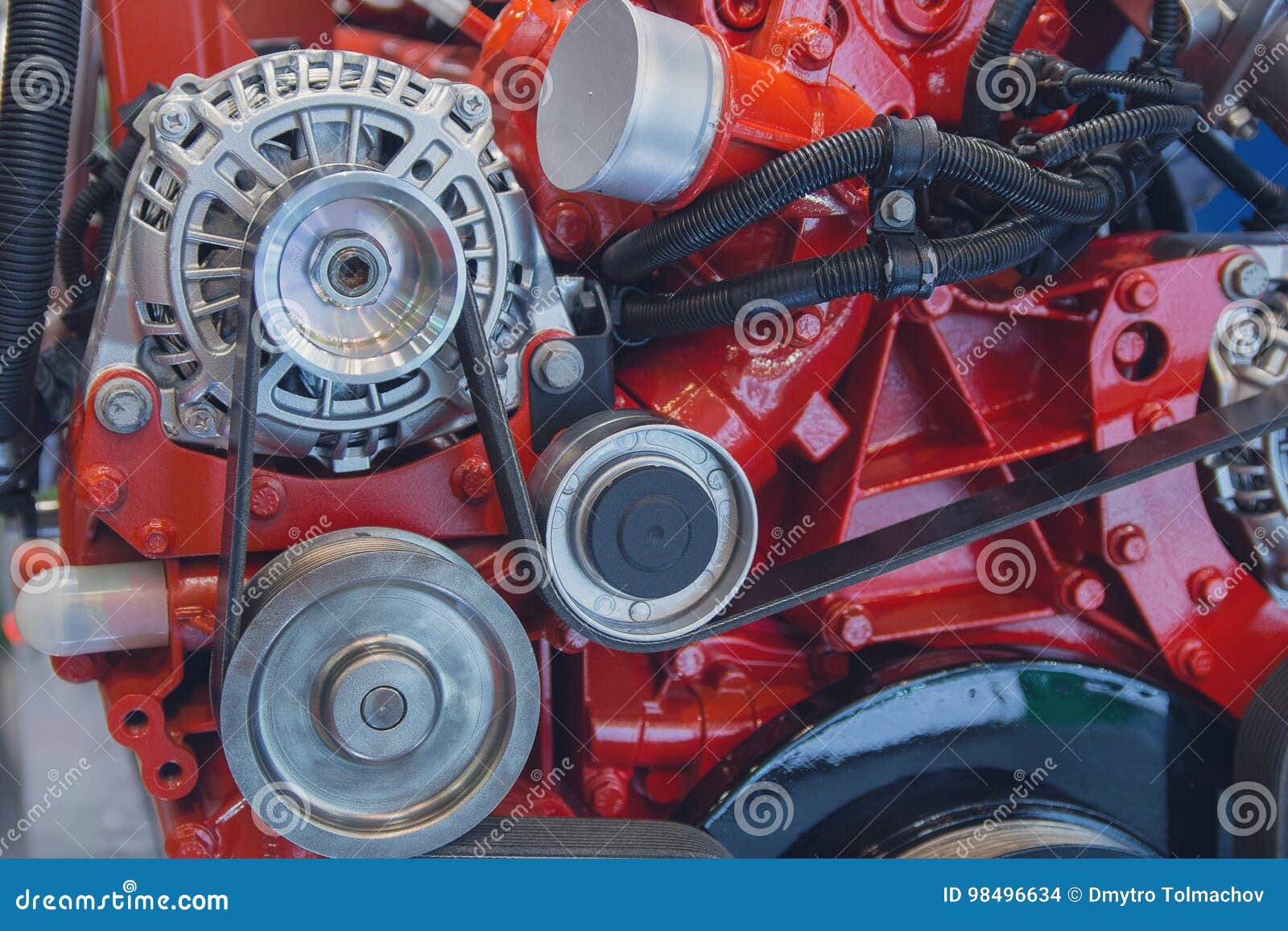 New Red Internal Combustion Engine Stock Photo - Image of development ...