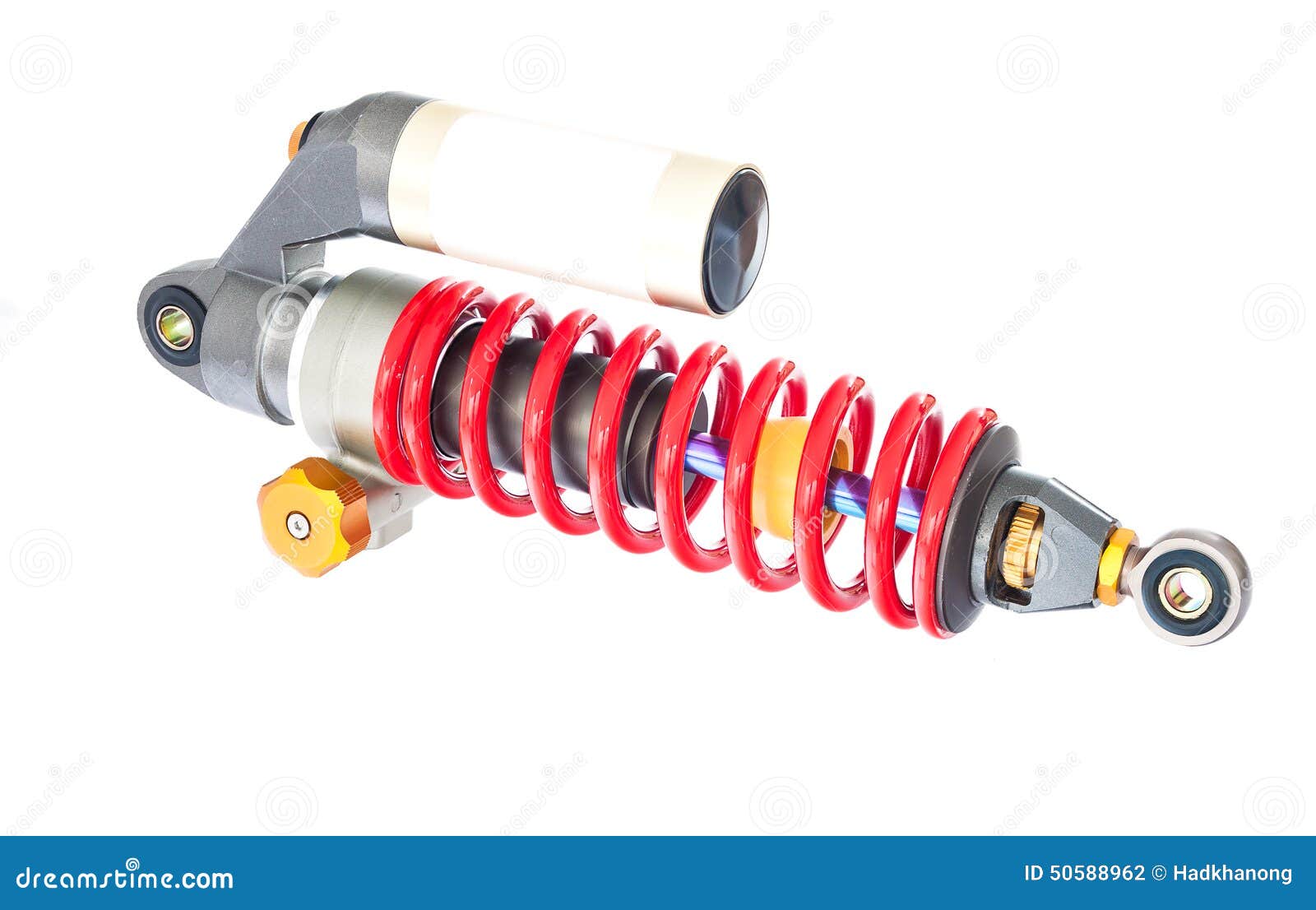 New Red Motorcycle Suspension Stock Photo - Image of bounce, automobile ...