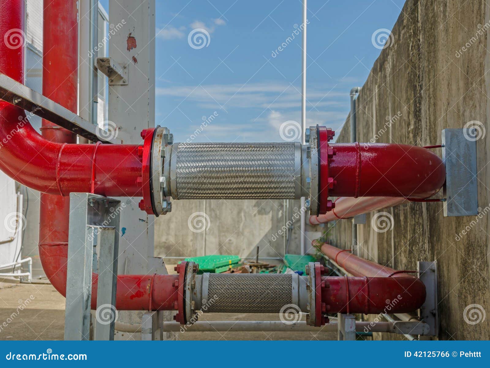 New Red Pipe in Energy System of Factory Stock Photo - Image of pattern ...