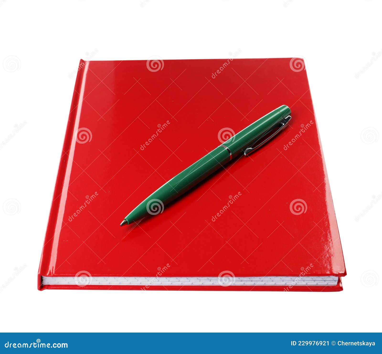 New Red Planner with Pen Isolated on White Stock Image - Image of color ...
