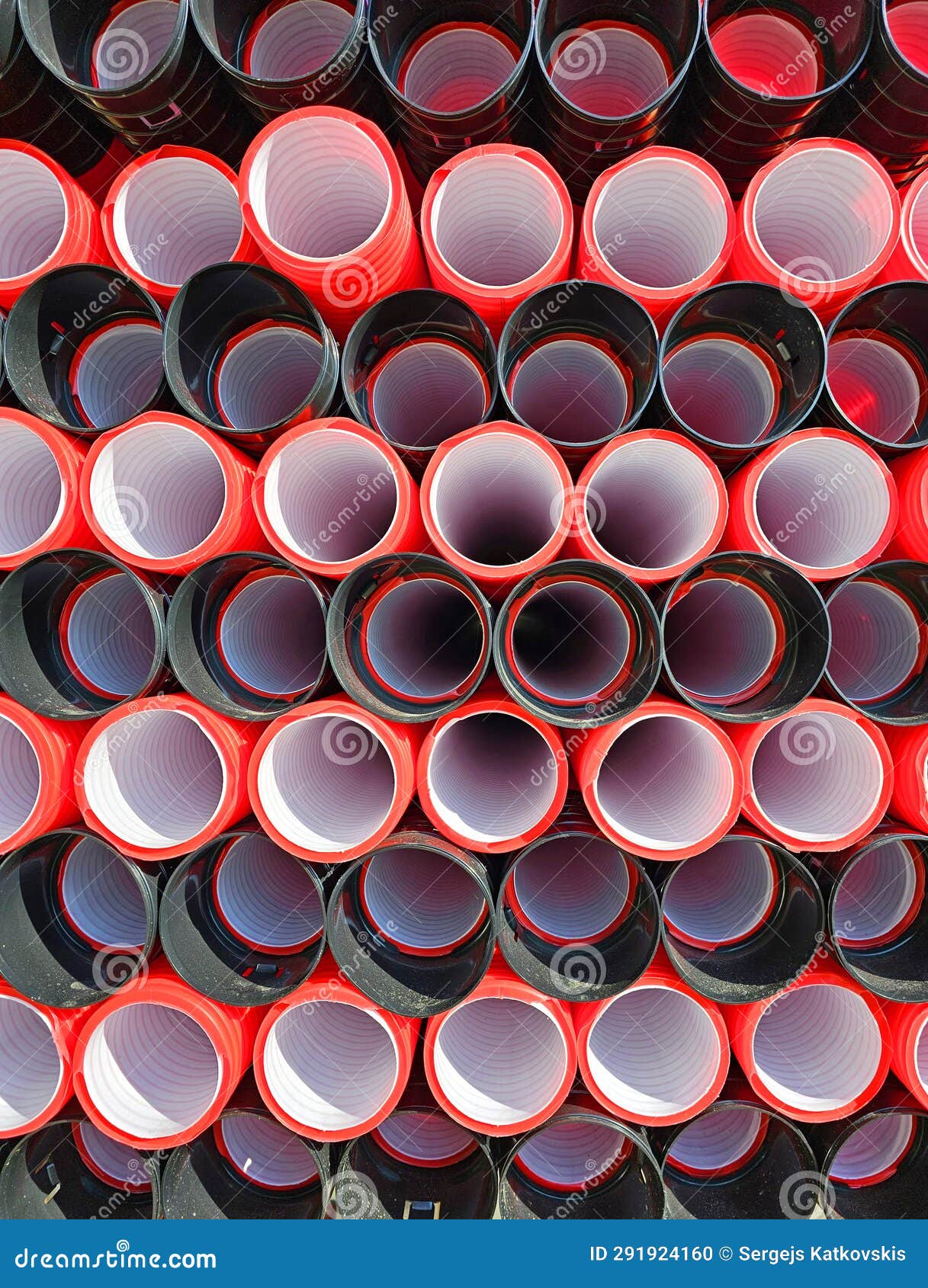 Red plastic pipes stock photo. Image of number, flower - 291924160