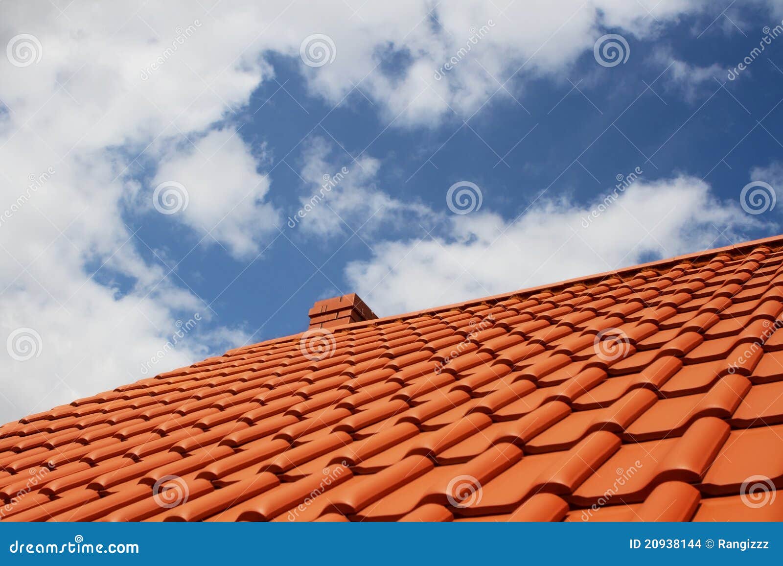 New Red Rooftop Against Blue Sky Stock Photo - Image of protection ...