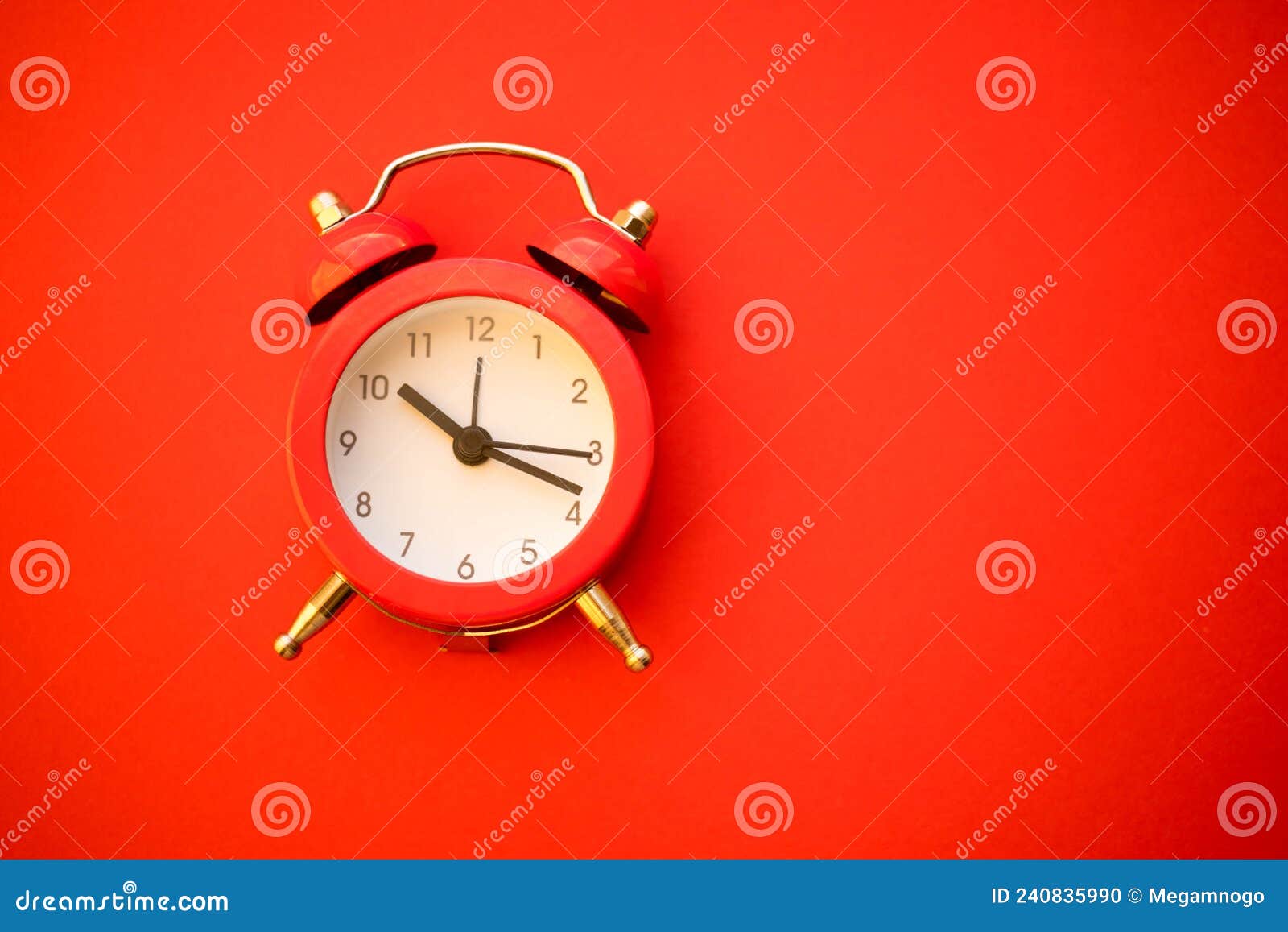 New Red Round Clock on Red Table, Top View, Copy Space Stock Photo ...