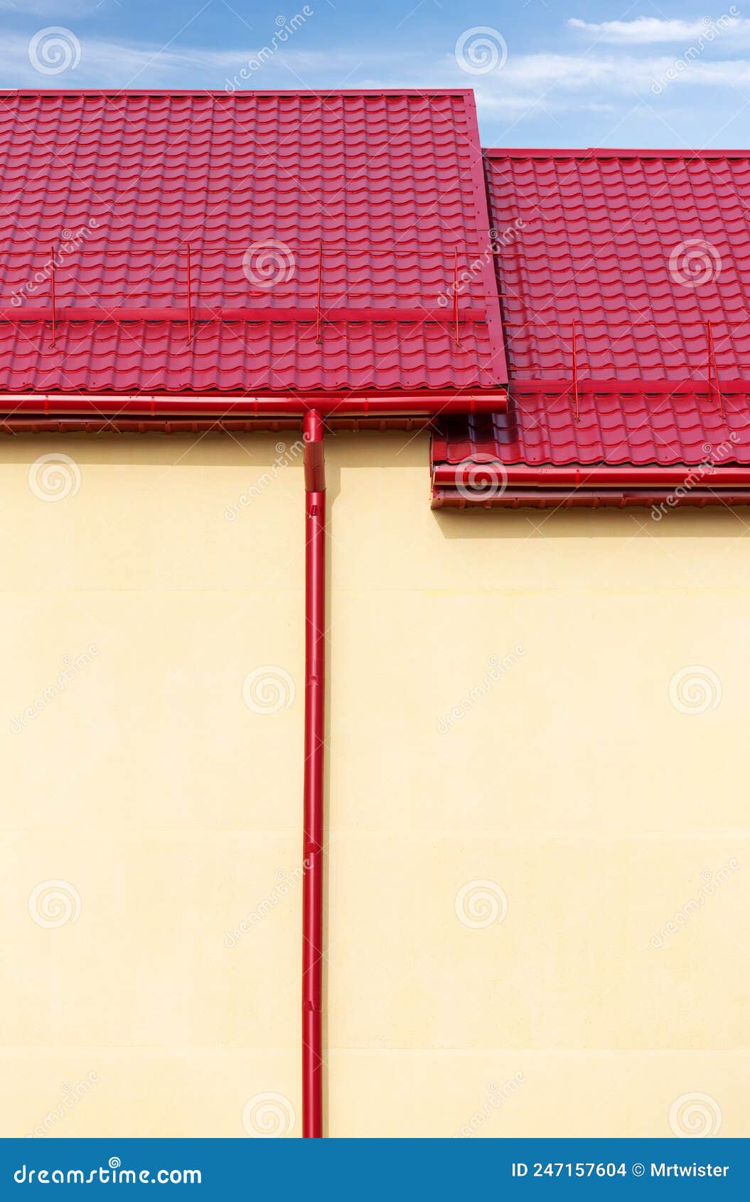 Metal Drainpipe Fixed on Wall Stock Photo - Image of gutter, drainpipe ...