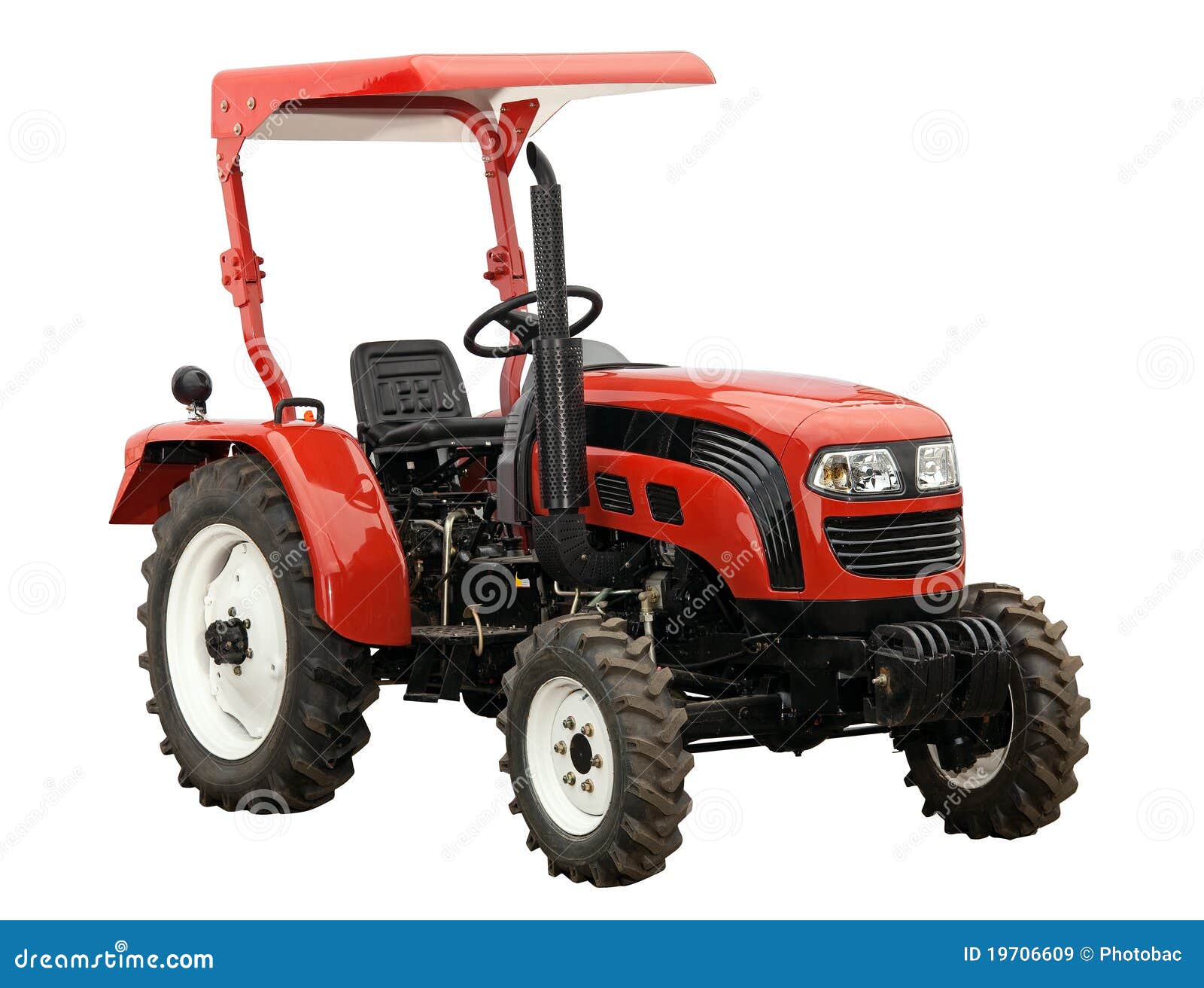 New Red Tractor Isolated Over White. with Path. Stock Image - Image of ...