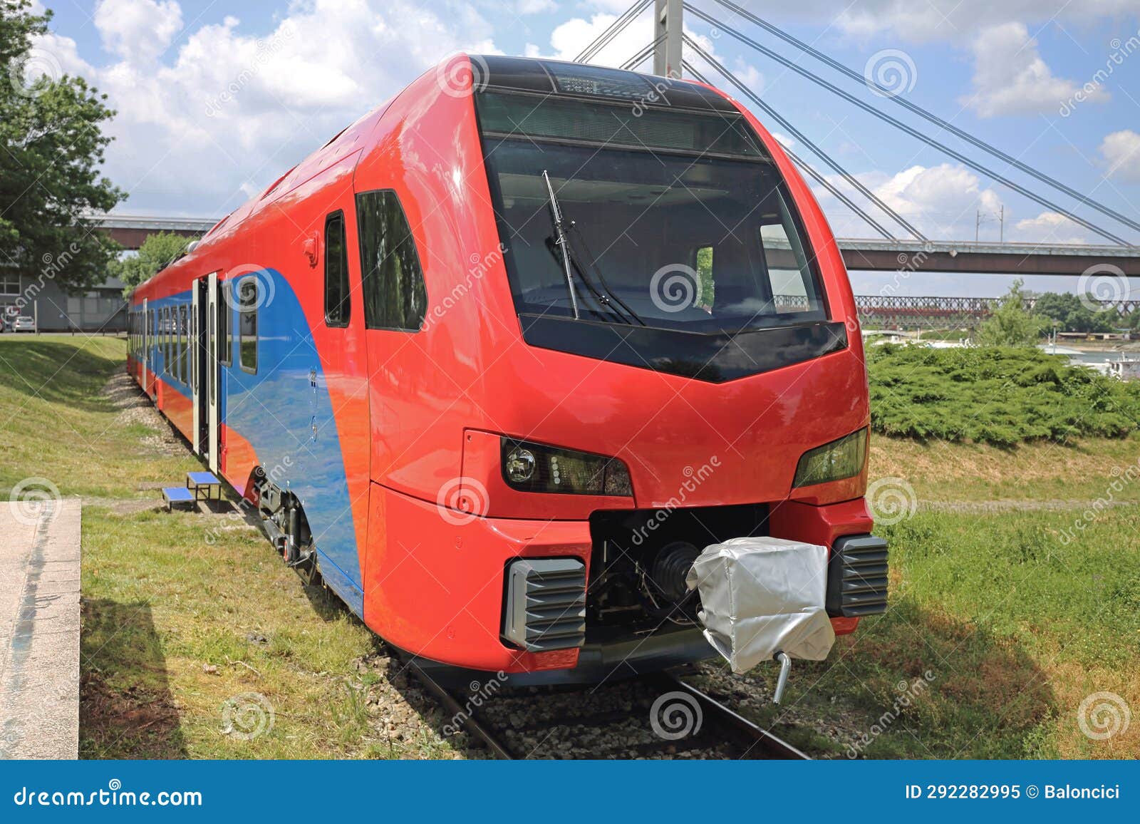 New Red Train stock image. Image of train, transport - 292282995