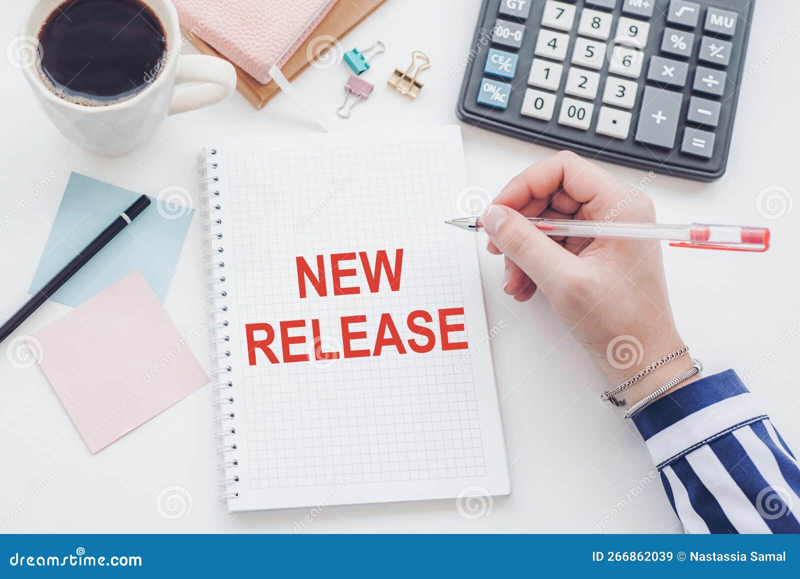 New Release - Text Handwritten in Notepad on Office Desk Stock Image ...