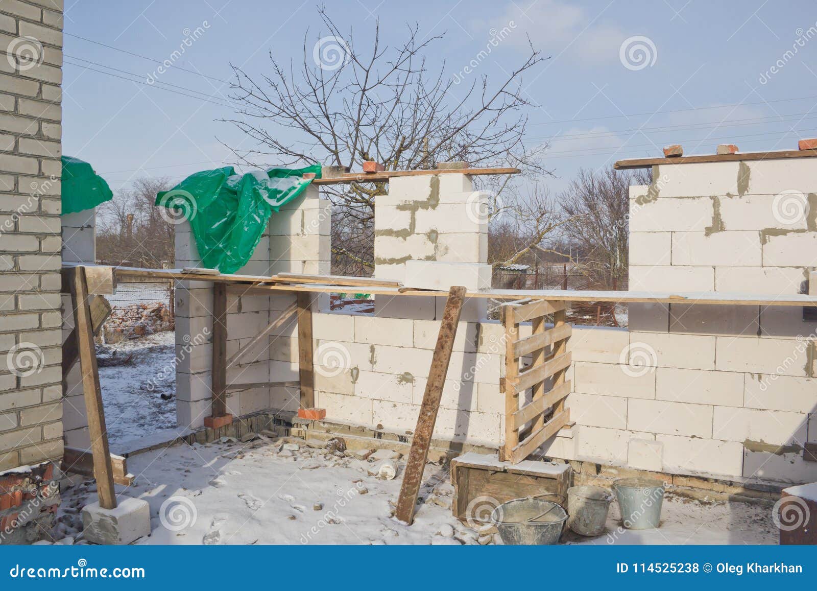 Construction of a House from a Silicate Block Stock Photo - Image of ...