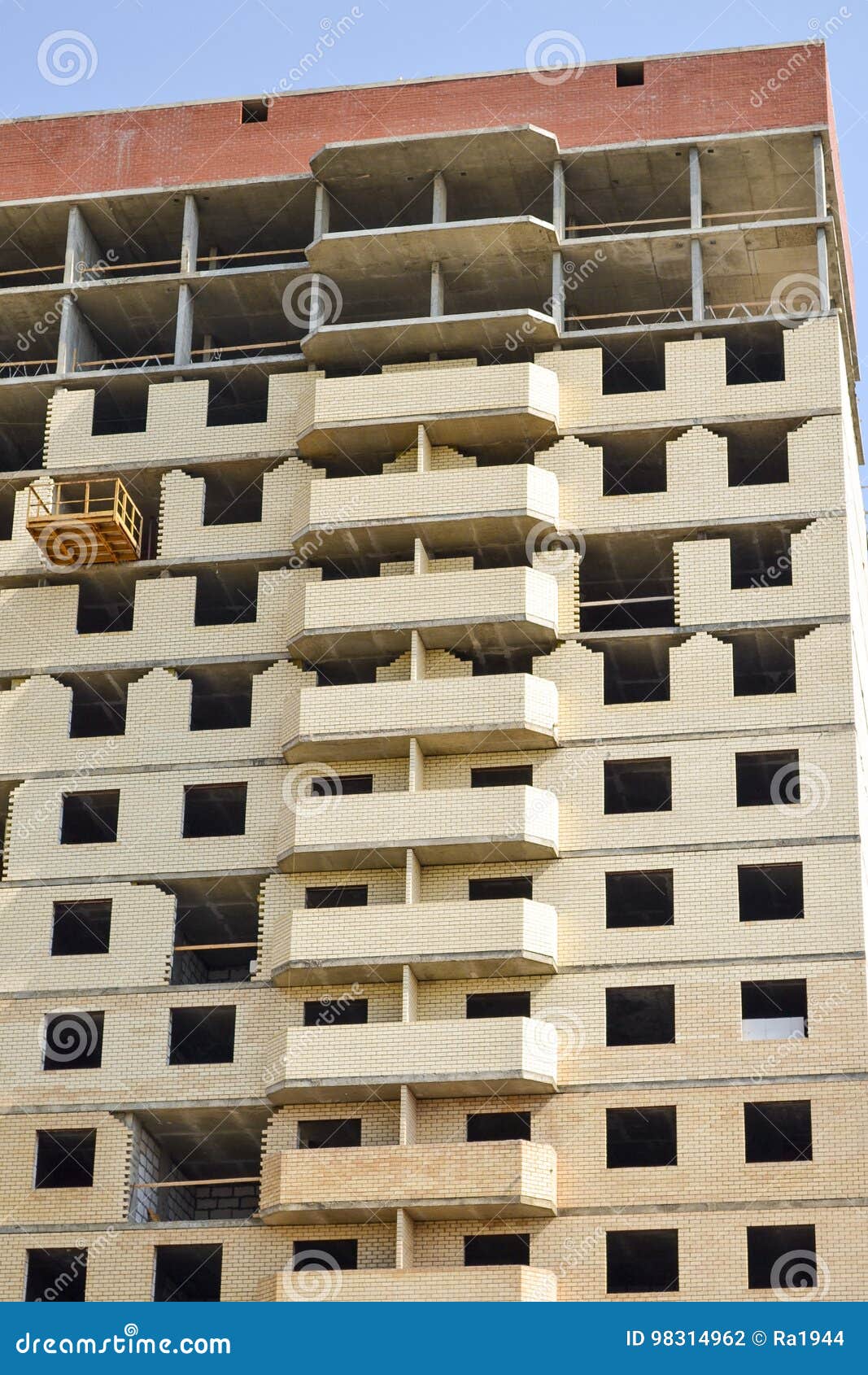 New Residential Building Construction in Process. Unfinished Multi ...