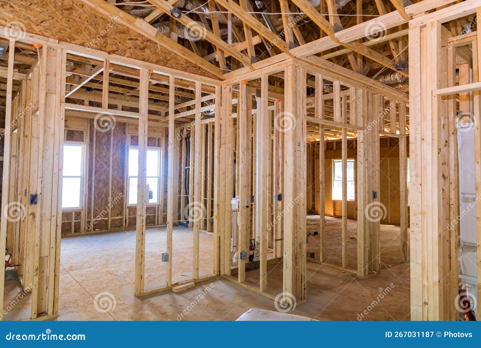 A New Residential Construction Project is Framing an Unfinished Wood ...