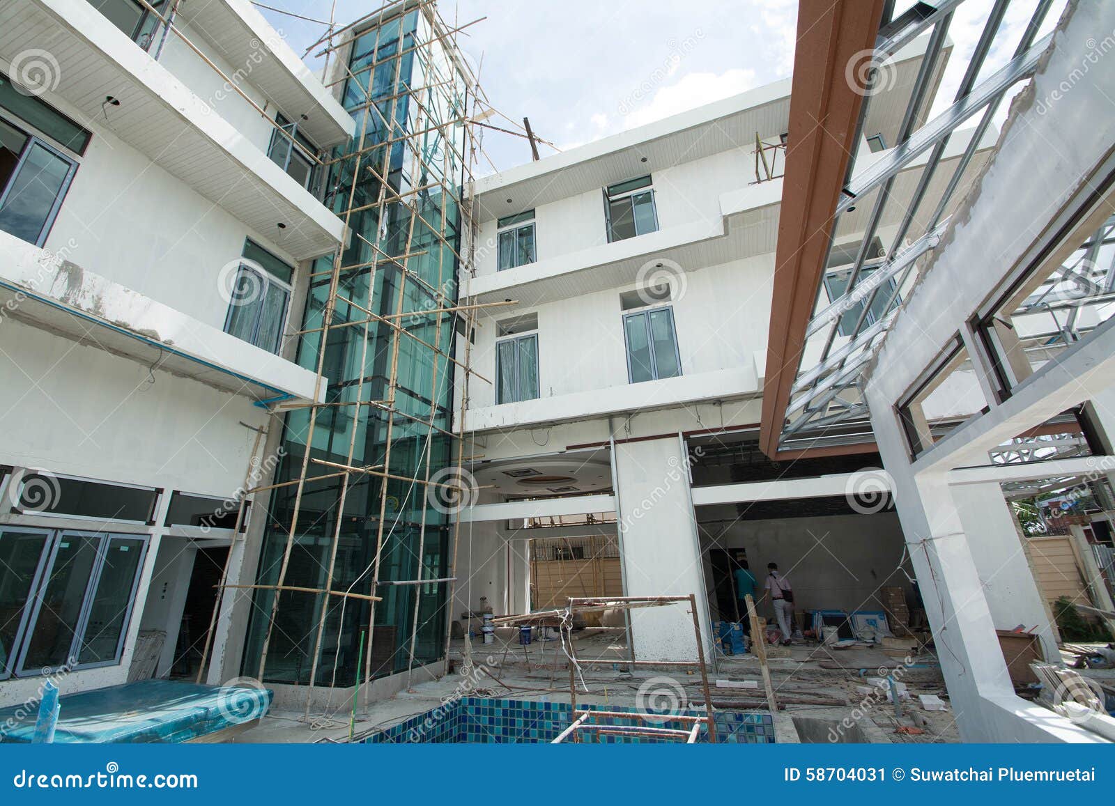 New Residential Home Under Construction Stock Image - Image of erect ...