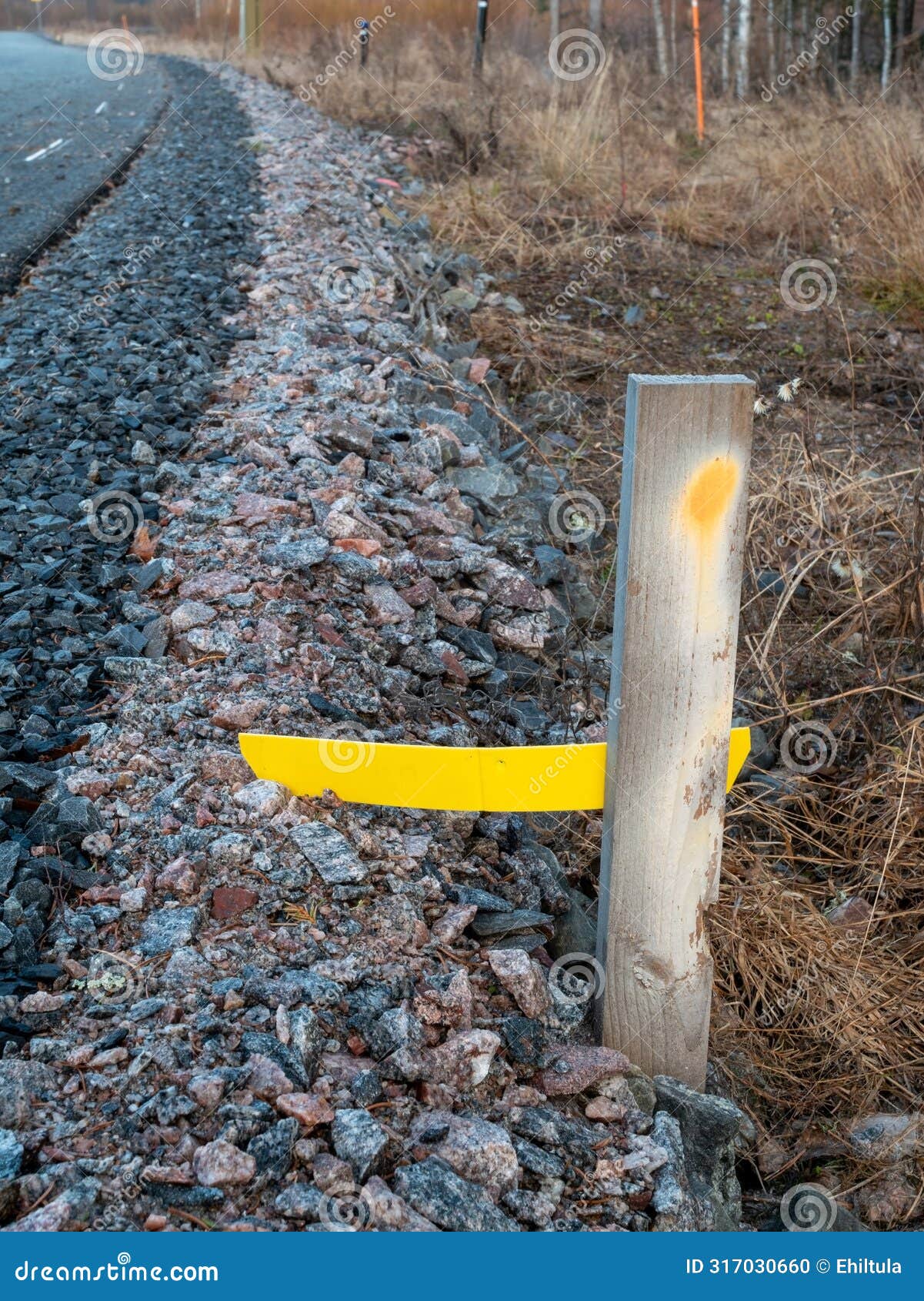 New Road Construction Boundary Stake Stock Photo - Image of edge ...