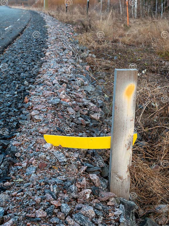 New Road Construction Boundary Stake Stock Photo - Image of edge ...