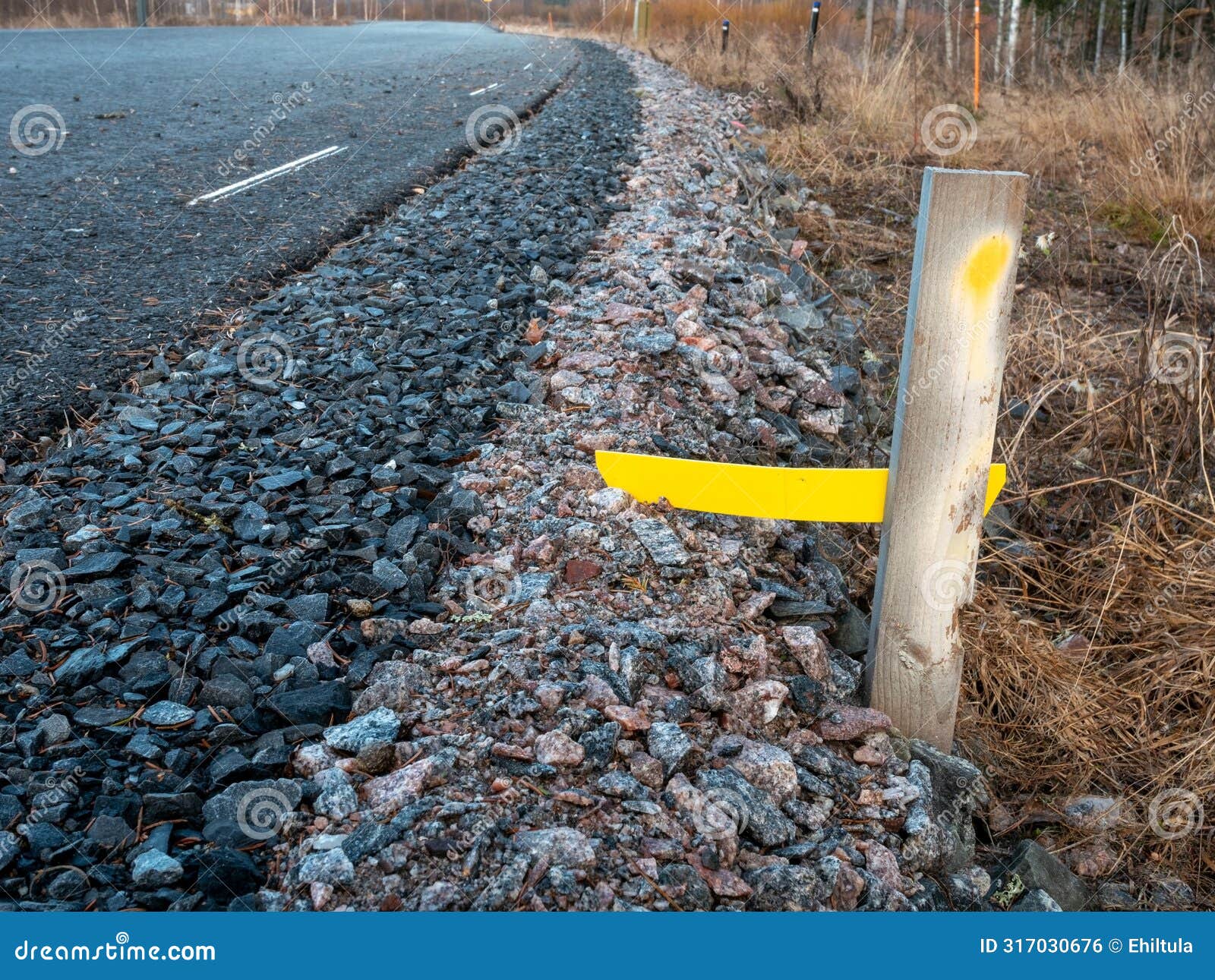 New Road Construction Boundary Stake Stock Photo - Image of driving ...