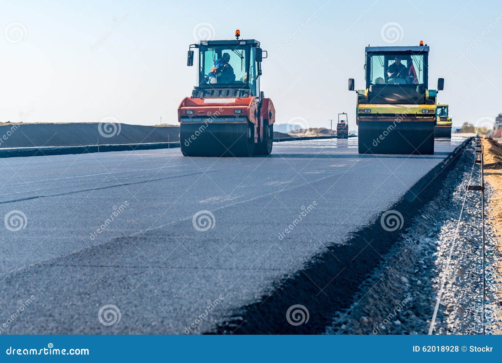 New road construction stock photo. Image of pave, machinery - 62018928