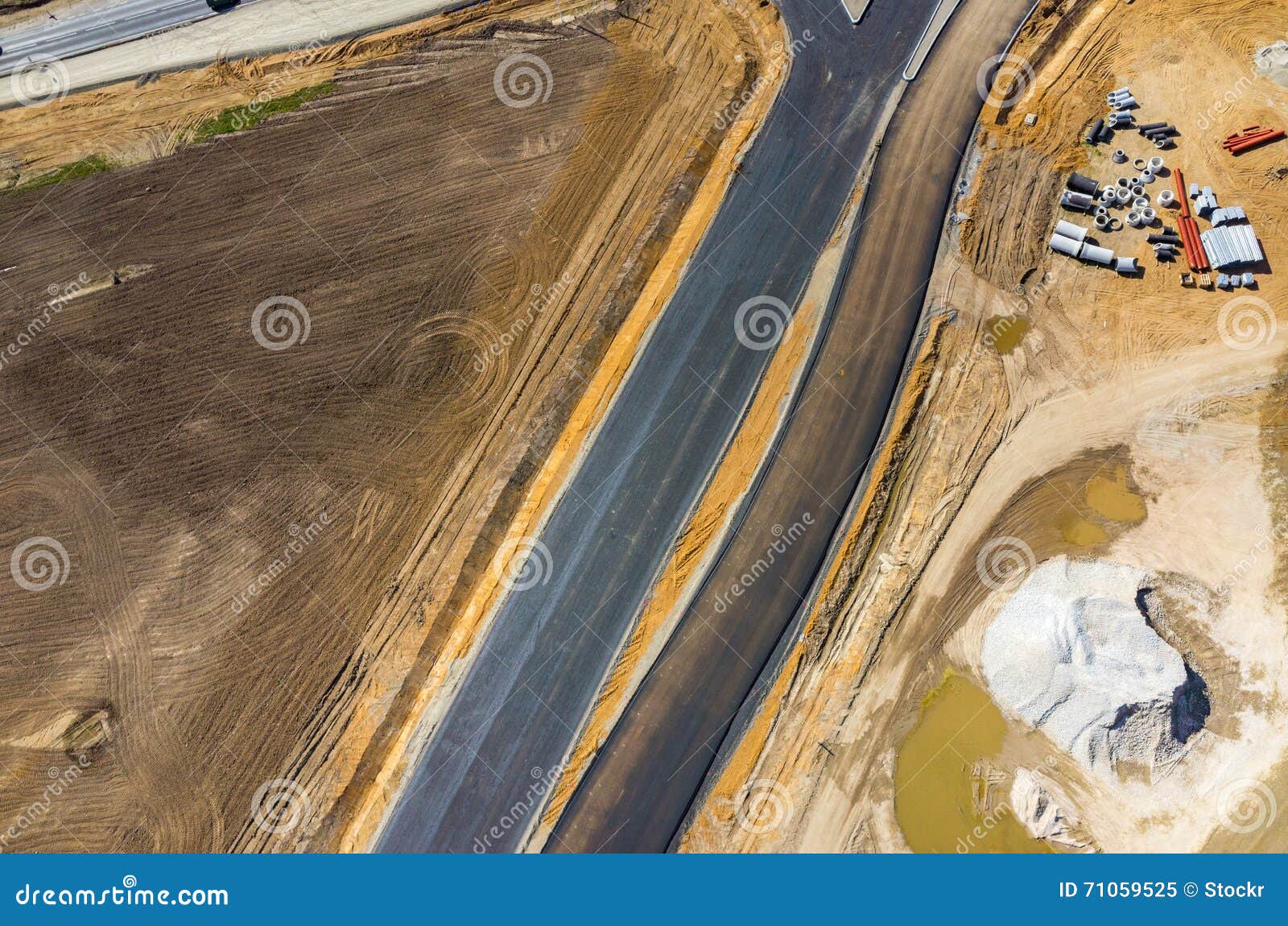 New Road Construction Site Aerial View Stock Image - Image of business ...