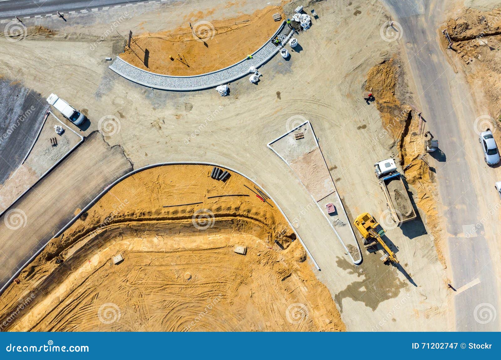 New Road Construction Site Aerial View Stock Image - Image of ...