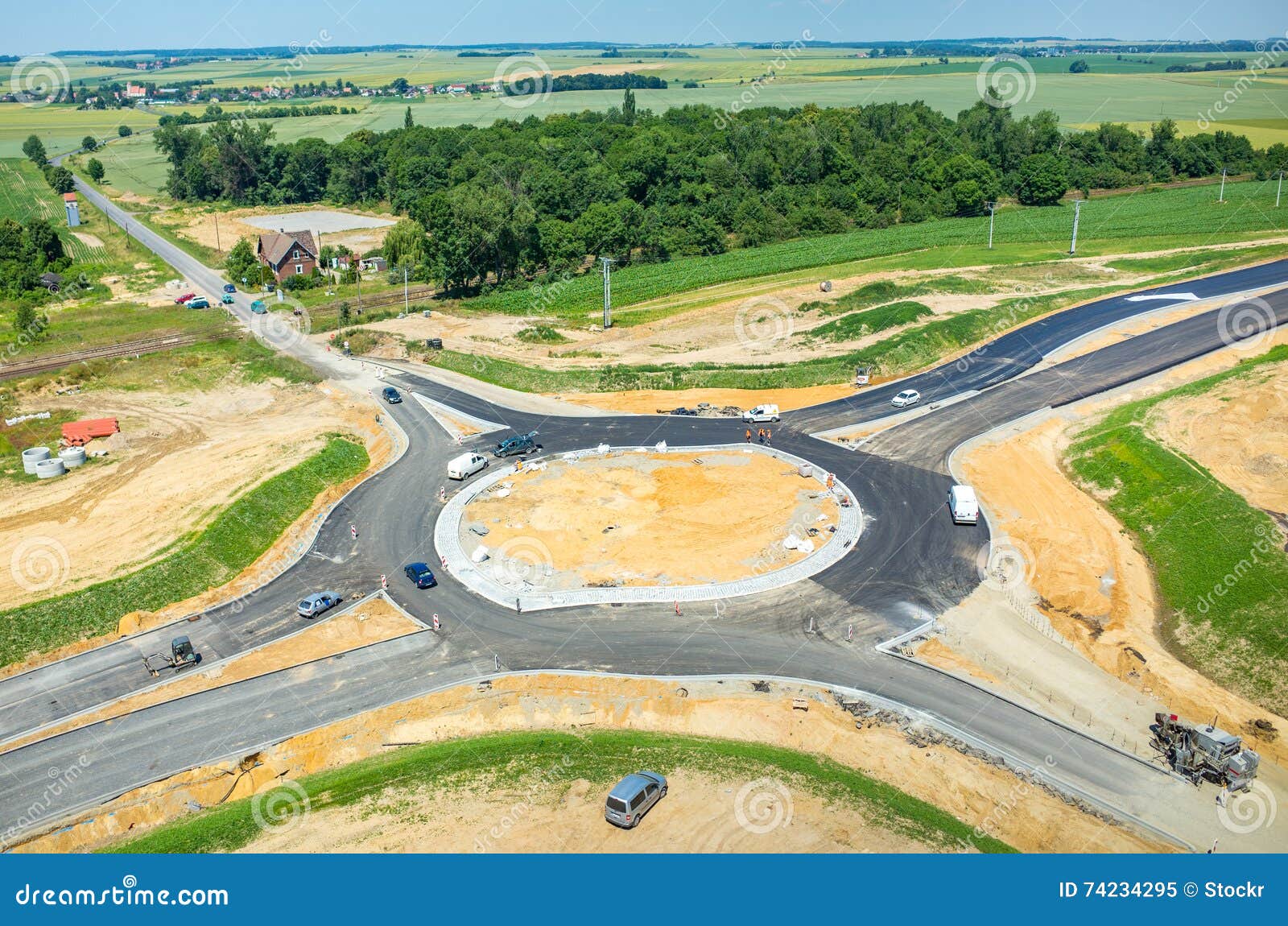 New Road Construction Site Aerial View Stock Image - Image of ...
