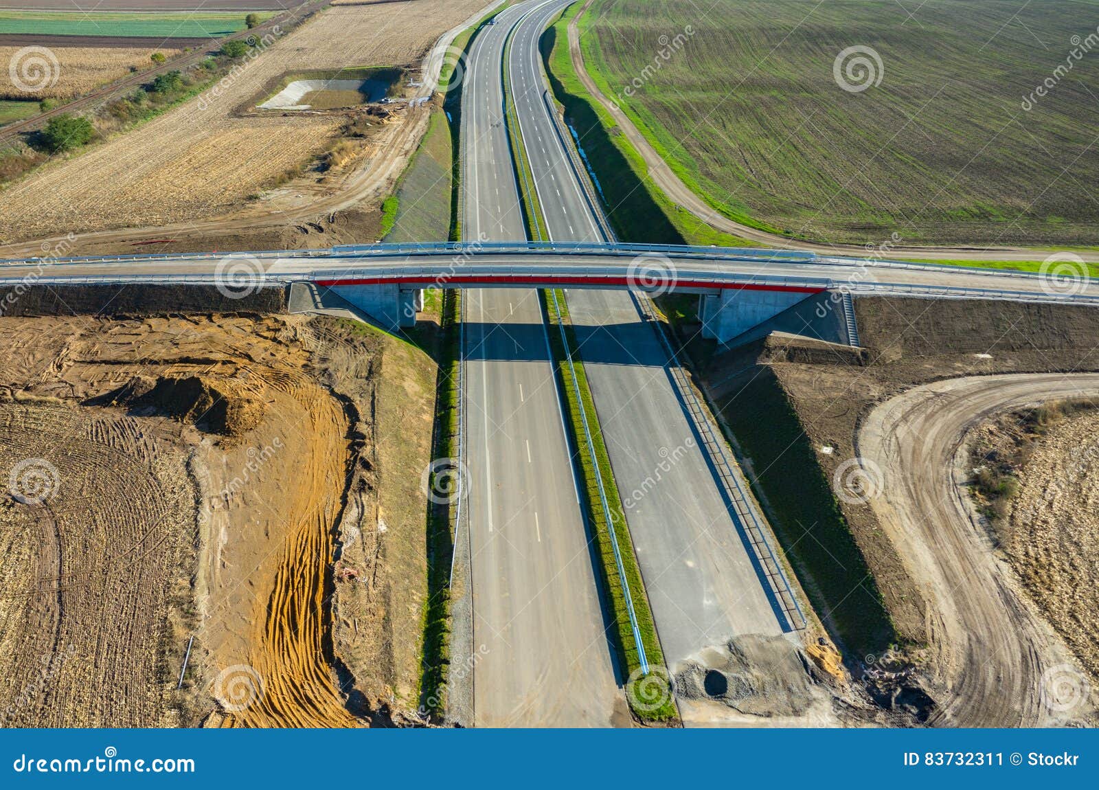 New Road Construction Site Aerial View Stock Image - Image of ...