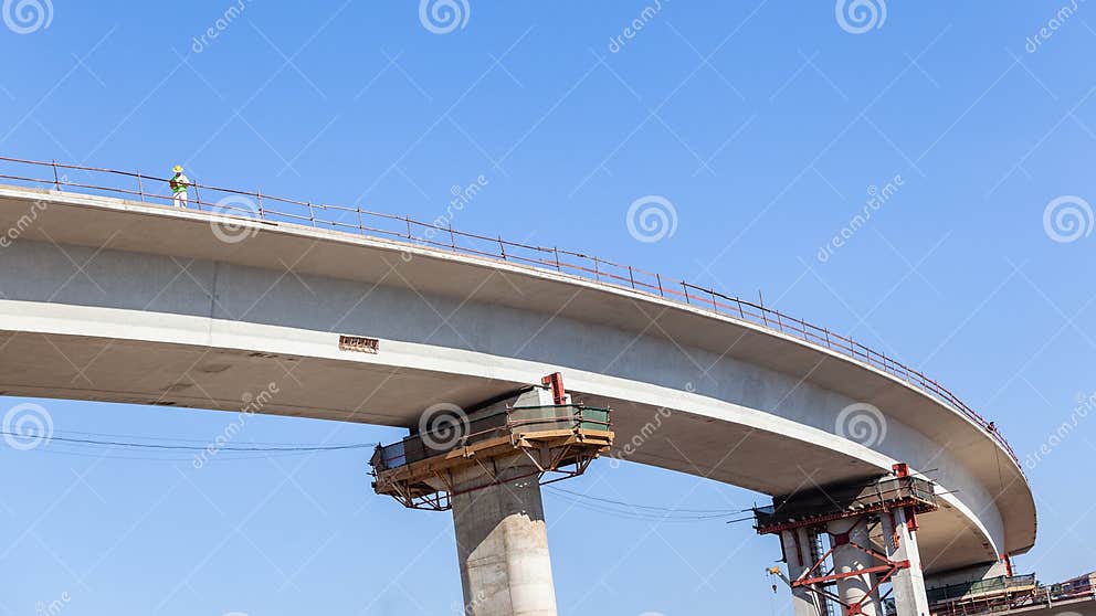 New Road Highway Ramp Overhead Structure Stock Image - Image of blue ...