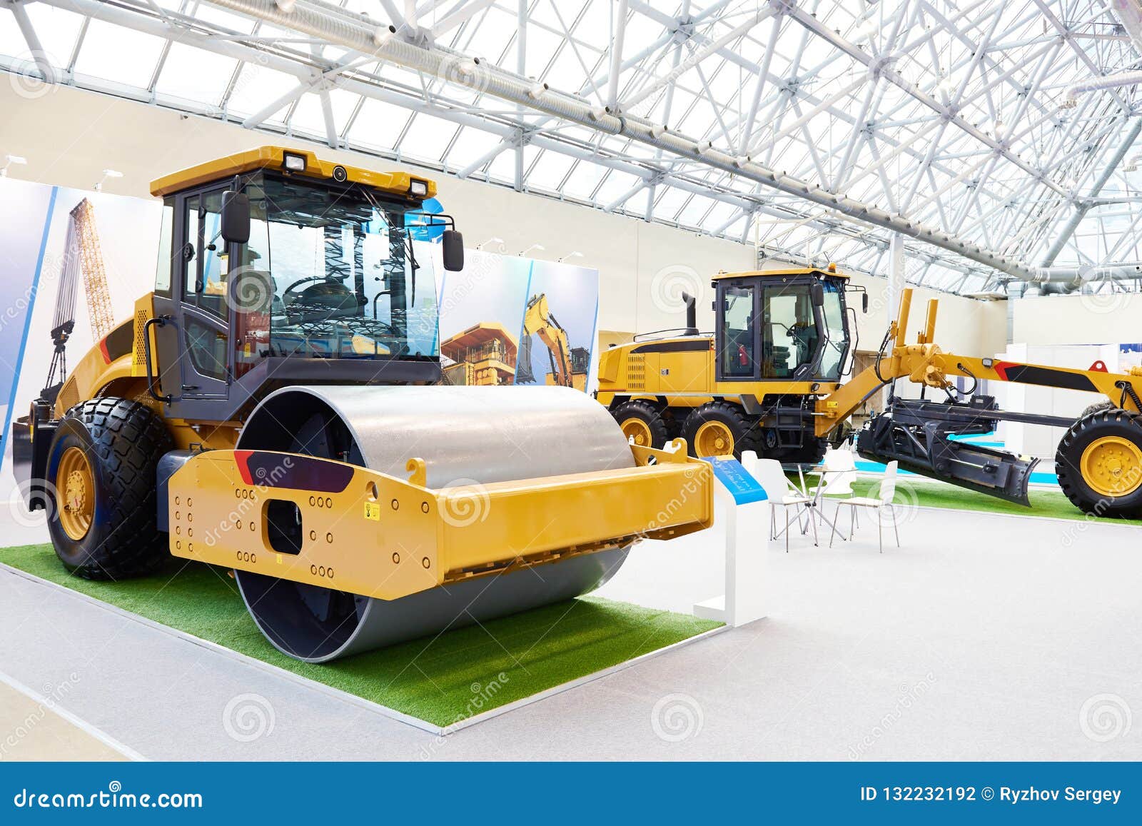 New Road Roller and Motor Grader Stock Photo - Image of construction ...