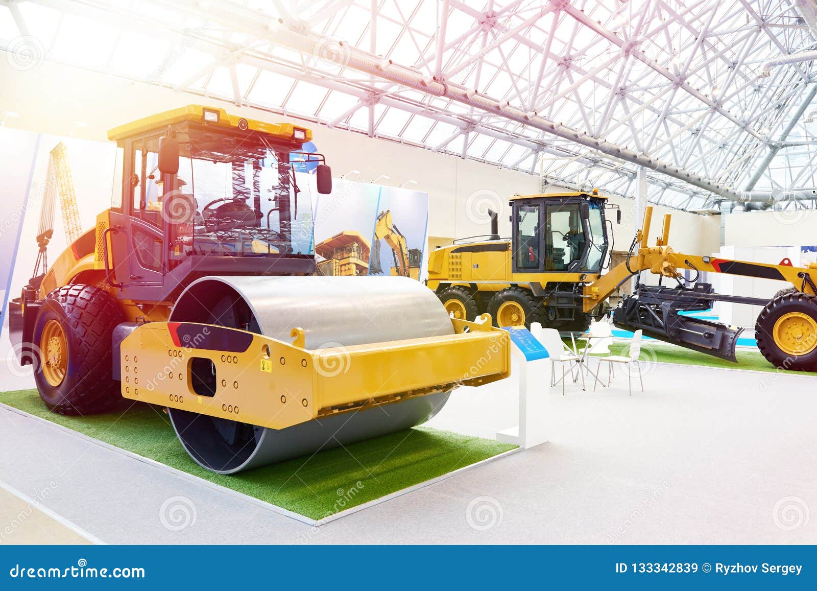 New Road Roller and Motor Grader Stock Image - Image of ground ...