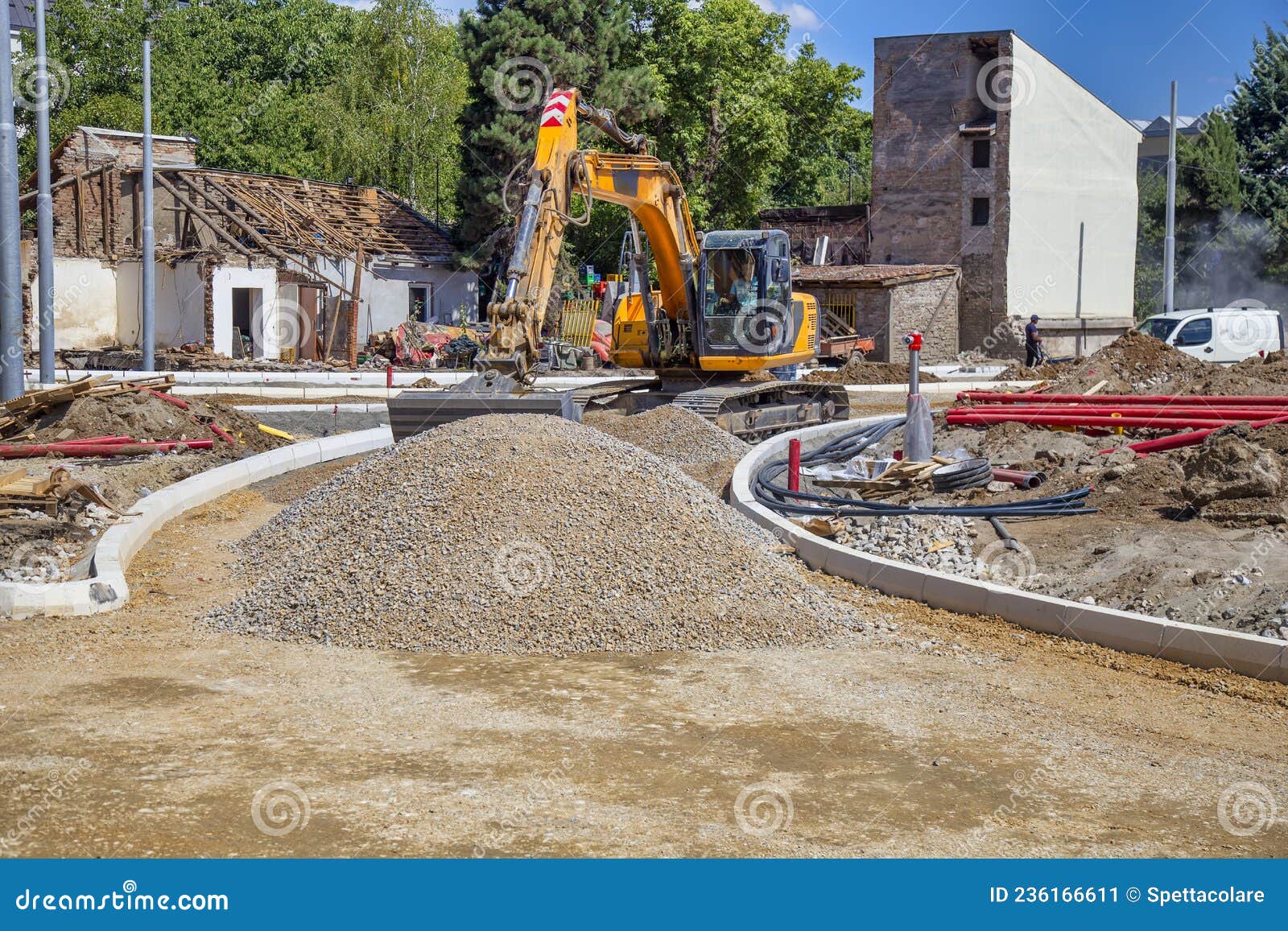 New Road Roundabout Under Construction Stock Image - Image of ...