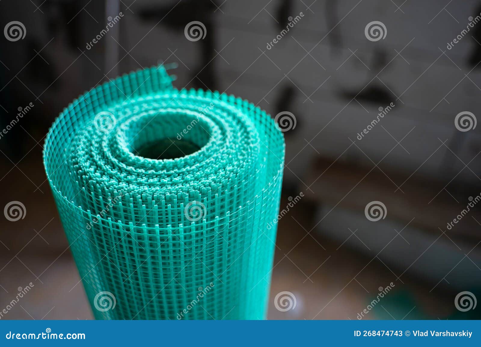 New Roll of Green Plaster Mesh Close-up. Building Materials for Wall ...