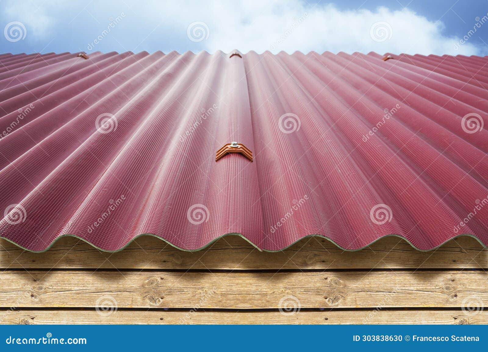 New Roof with Colored Corrugated Plastic Plate Stock Photo - Image of ...