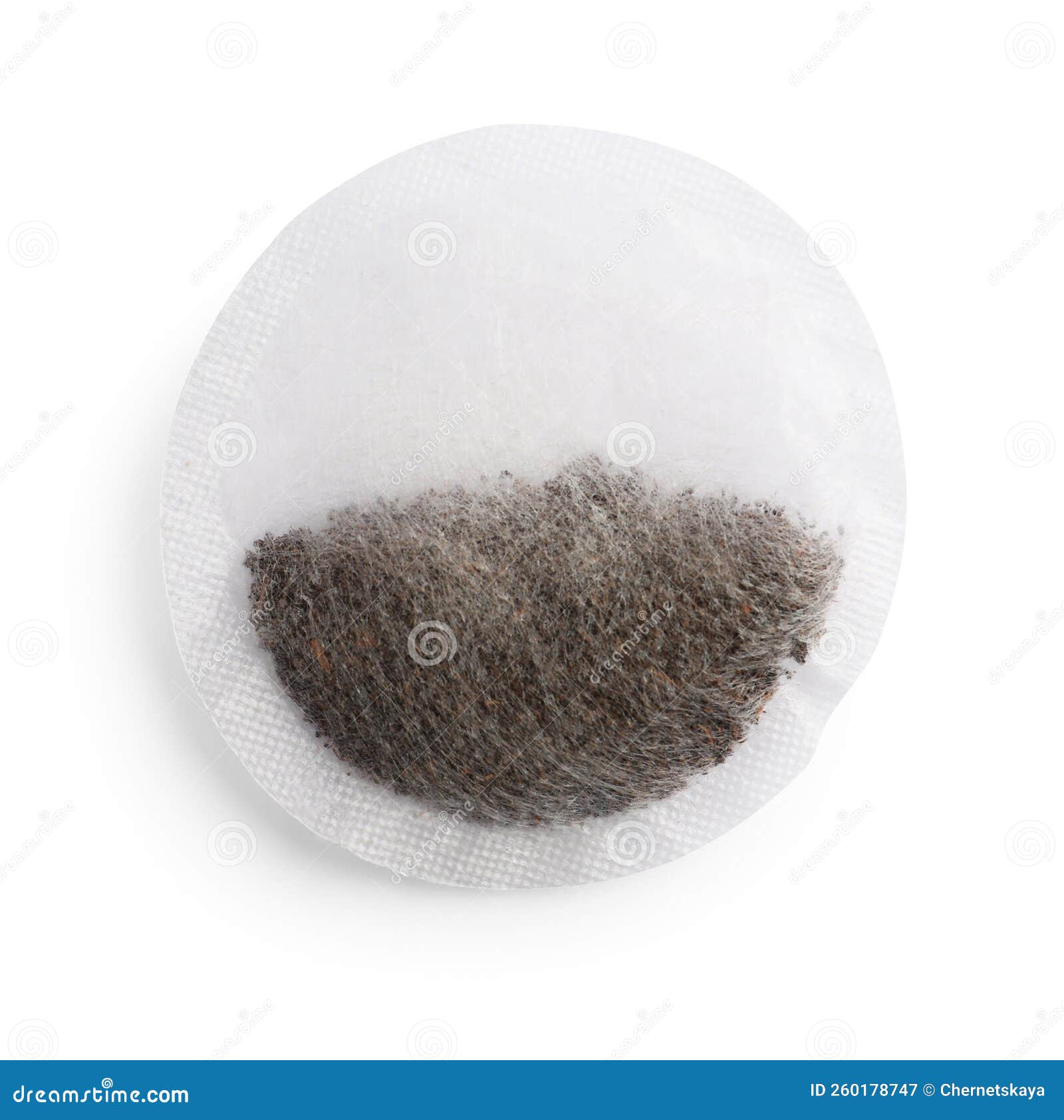 New Round Tea Bag Isolated on White, Top View Stock Image - Image of ...