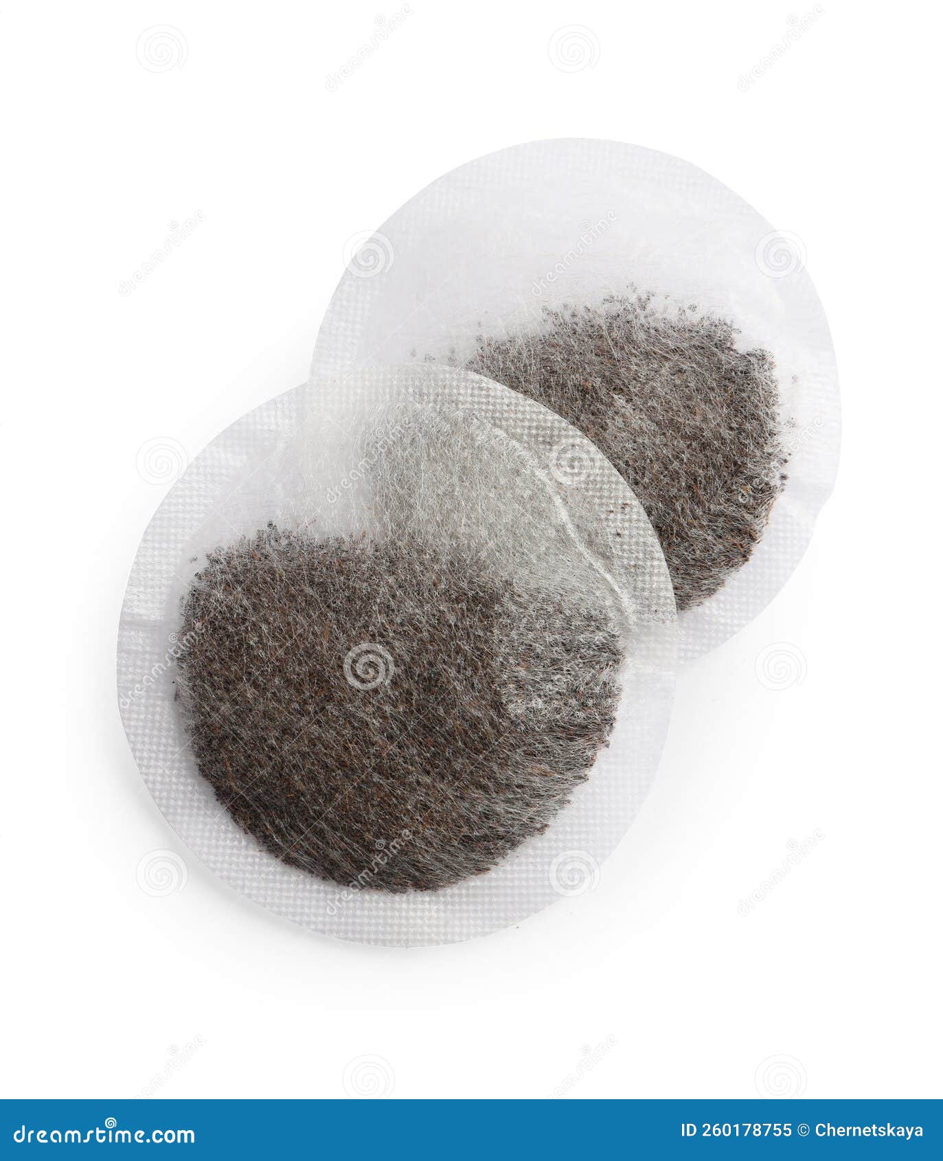 New Round Tea Bags on White Background, Top View Stock Image - Image of ...