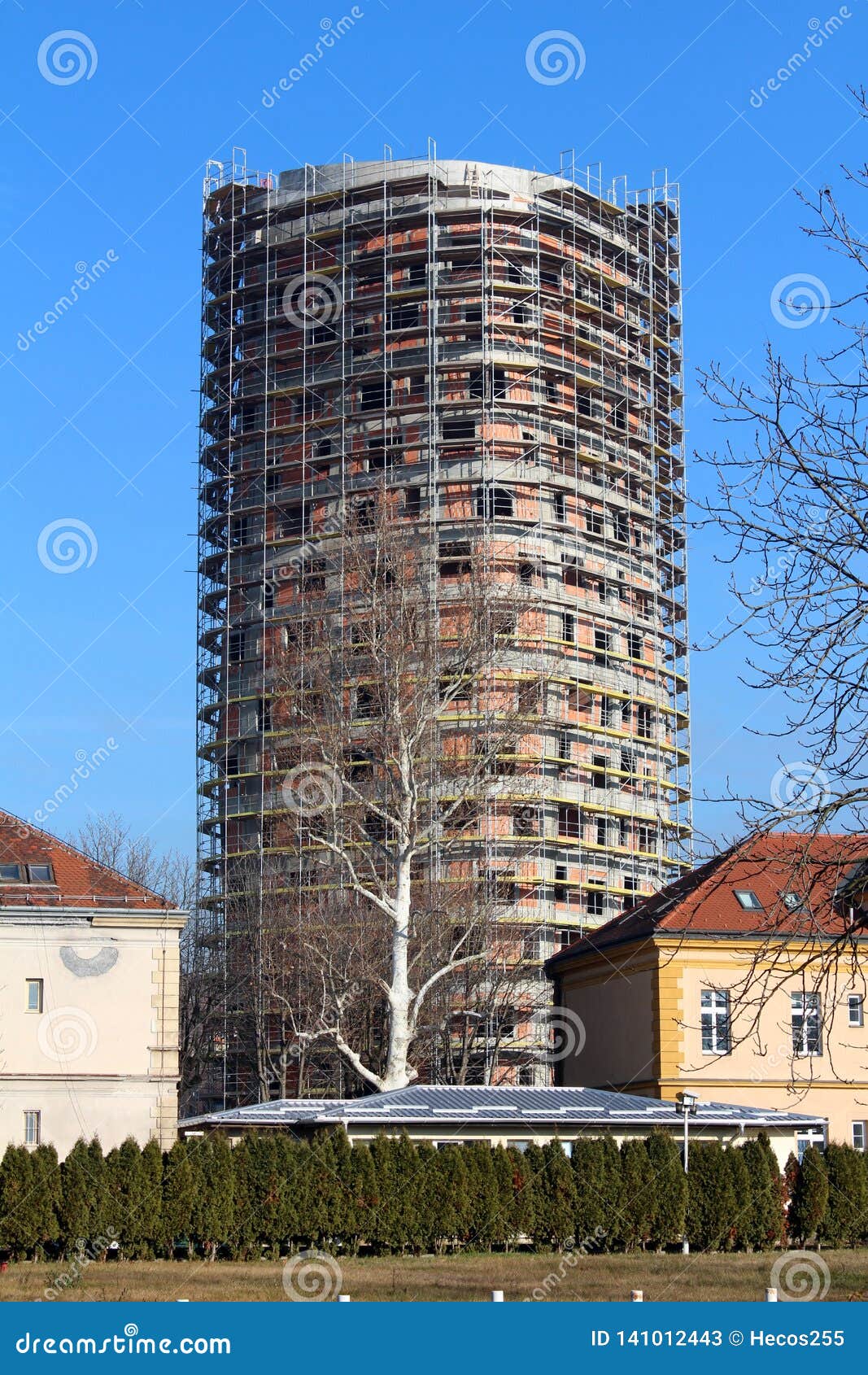 New Round Tower Building Under Construction Completely Surrounded with ...