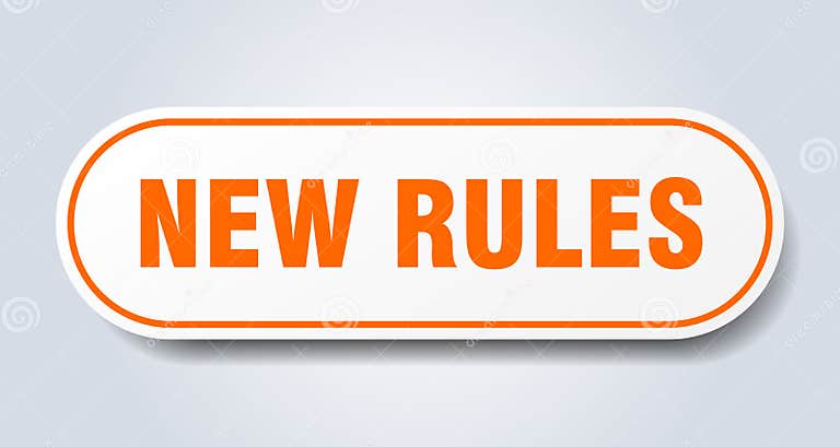 New Rules Sign. Rounded Isolated Button. White Sticker Stock Vector ...