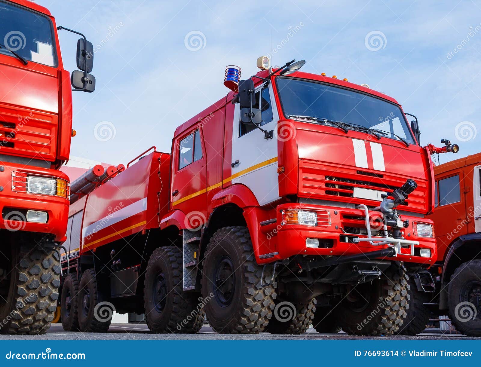 New Russian Fire Trucks are Ready To Fight with Fire. Stock Photo ...