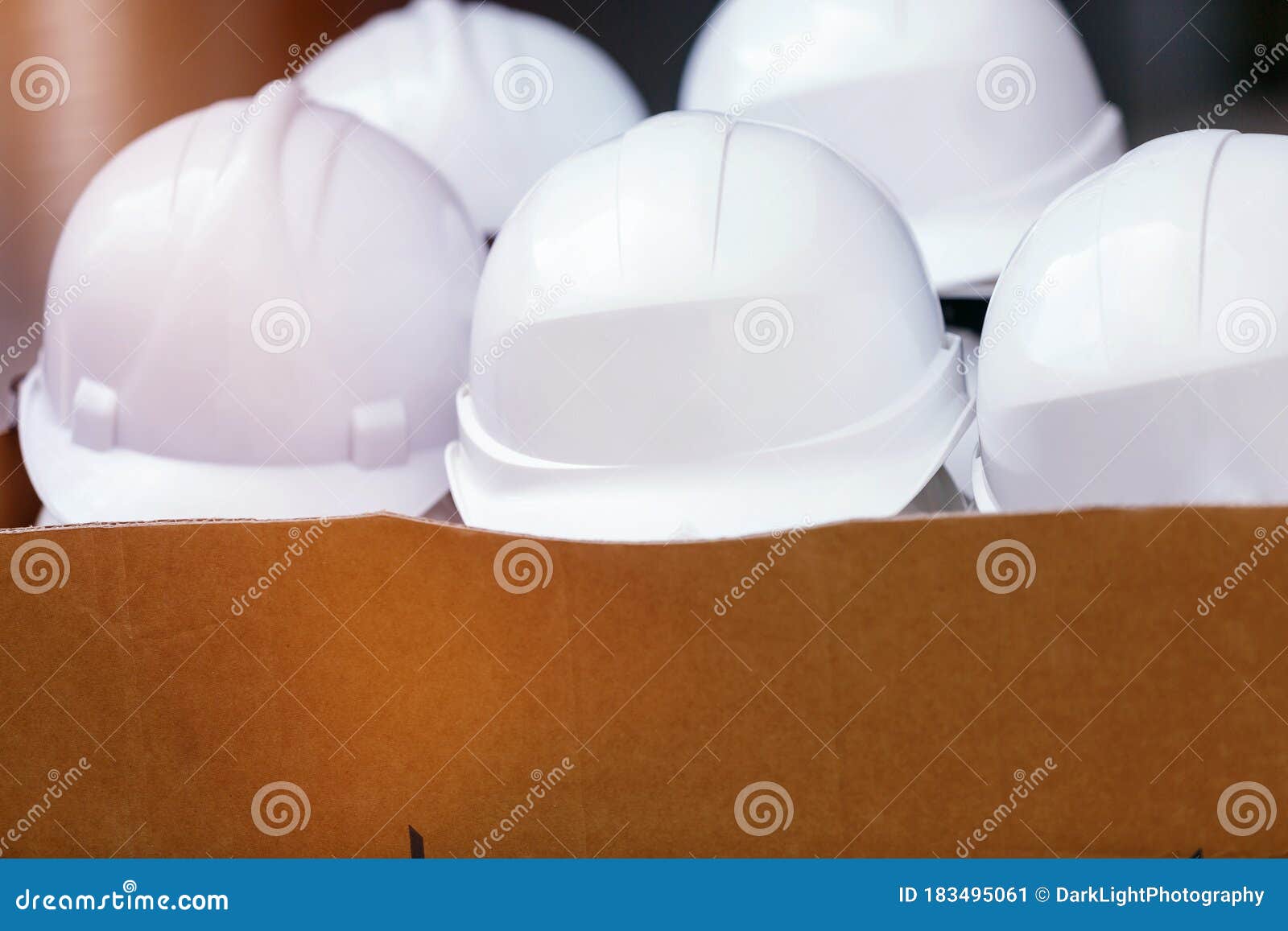 New Safety Helmets in a Box Stock Image - Image of work, site: 183495061
