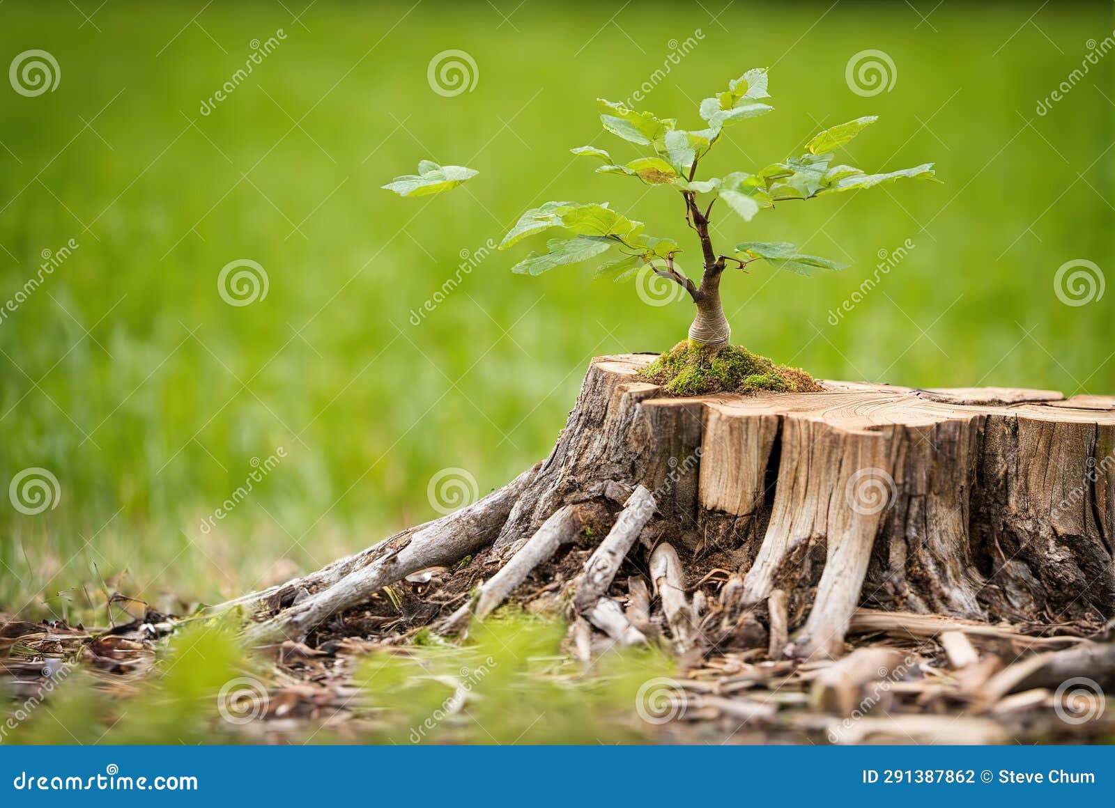 A New Sapling Grows from a Log in the Forest Outdoors Stock ...