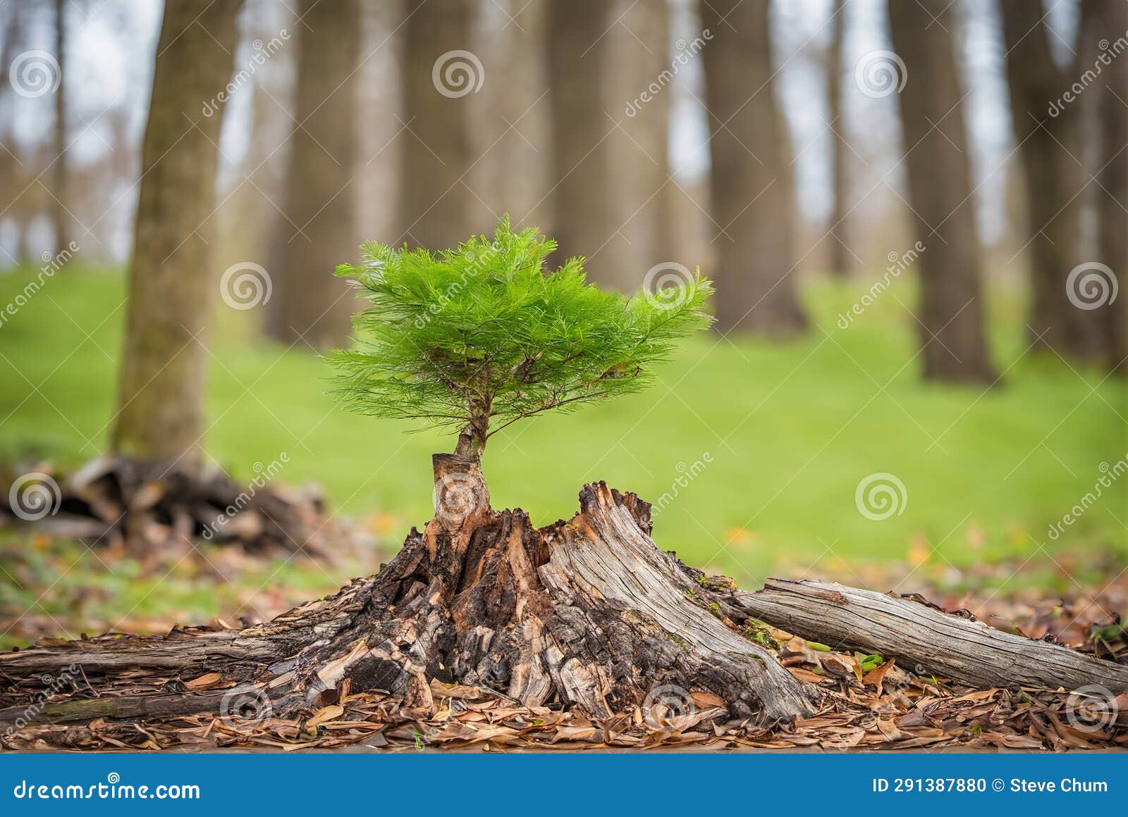 A New Sapling Grows from a Log in the Forest Outdoors Stock ...